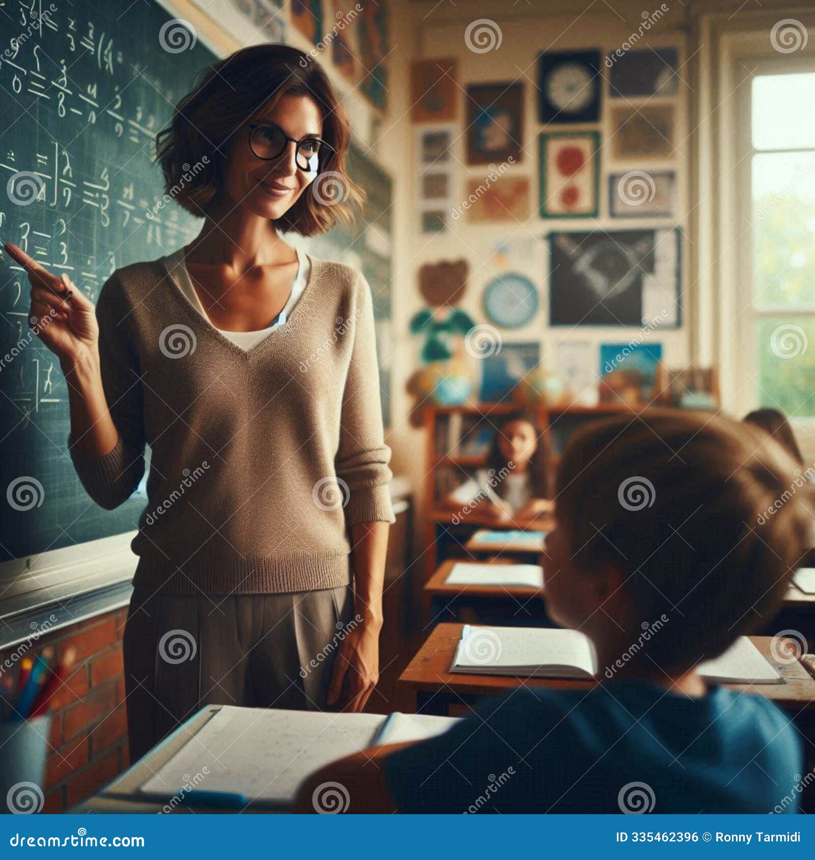 The Teacher is Teaching Mathematics Stock Illustration - Illustration of photograph, writing ...
