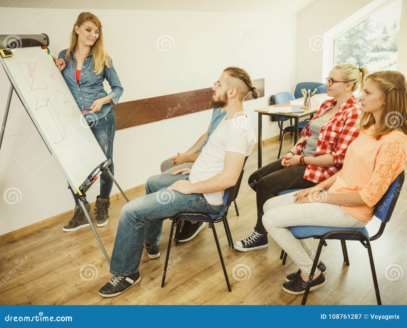 Teacher Teaching Mathematics To College Students Stock Image - Image of ...