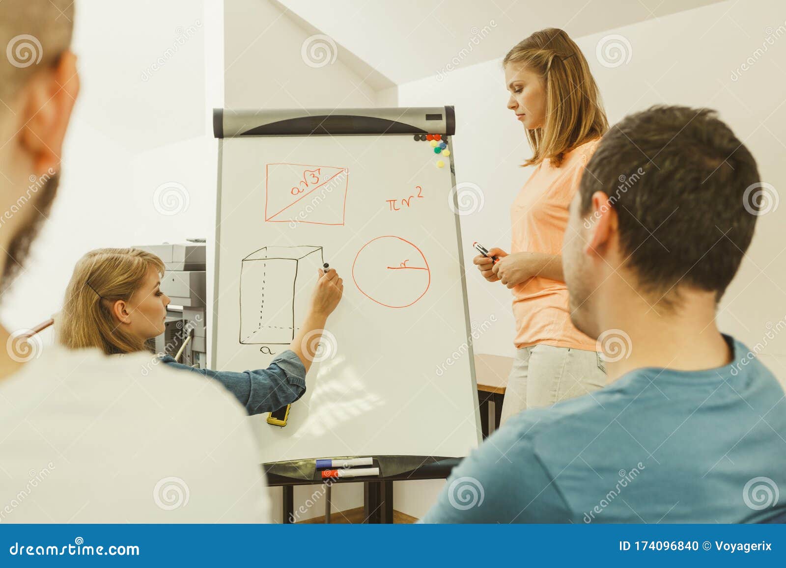 Teacher Teaching Mathematics To College Students Stock Photo - Image of ...