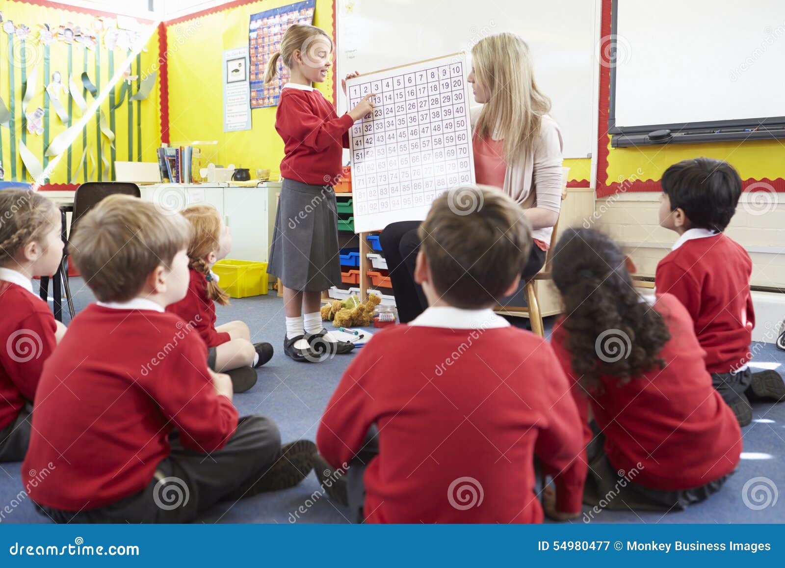 Teacher Teaching Maths To Elementary School Pupils Stock Image - Image ...
