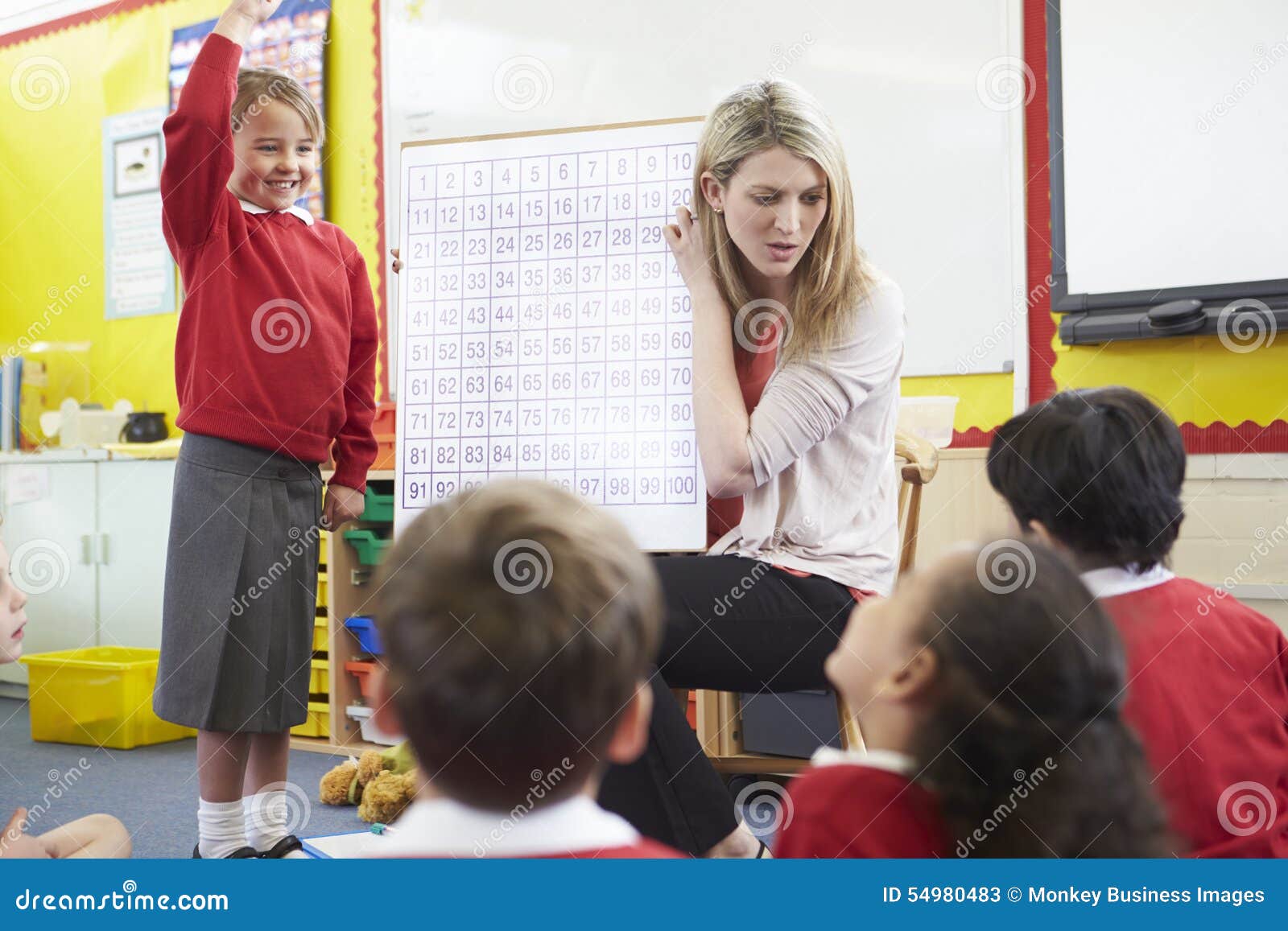 Teacher Teaching Maths To Elementary School Pupils Stock Image - Image ...