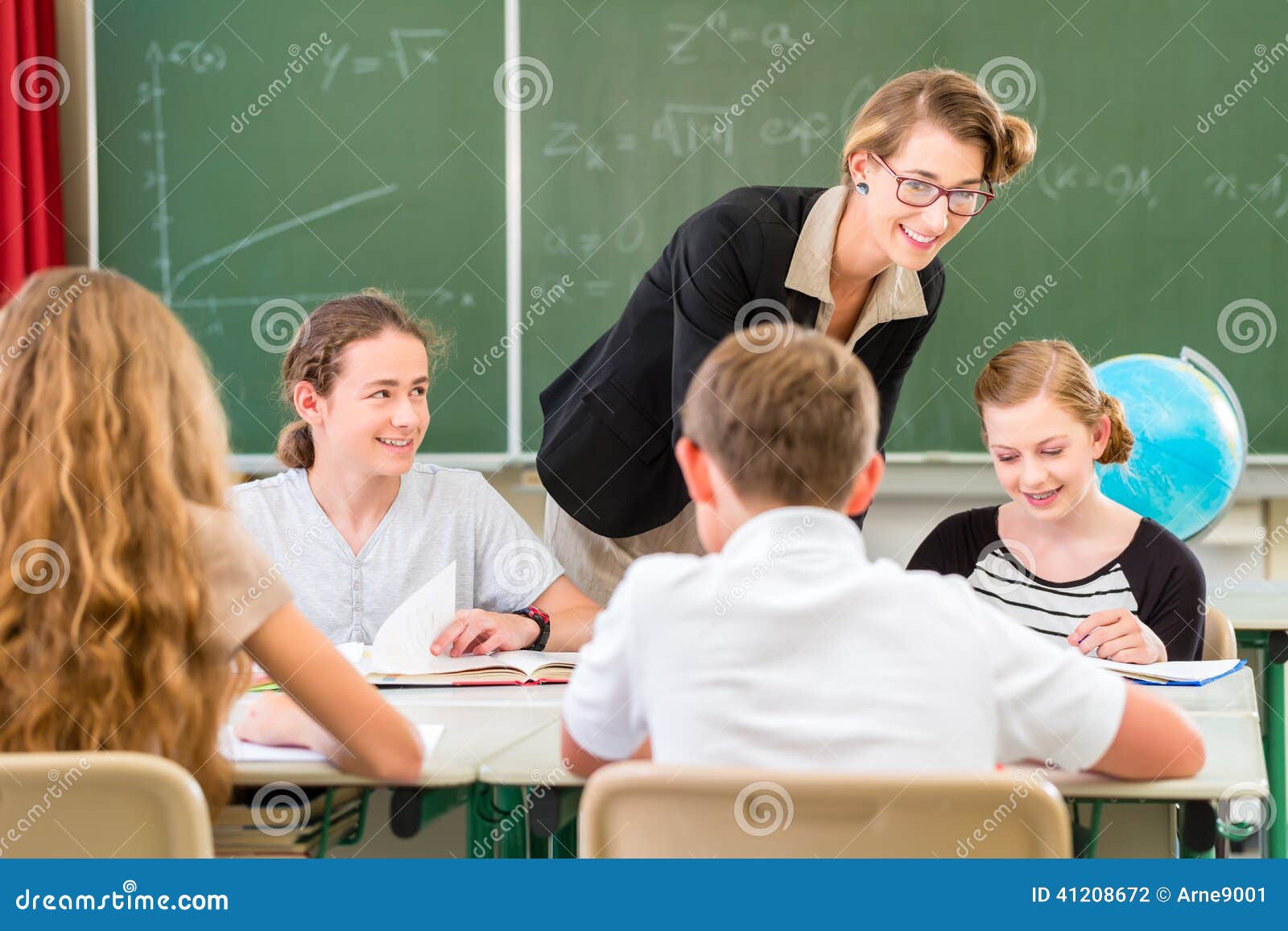 Teacher Teaching Students Geography Lessons in School Stock Photo ...