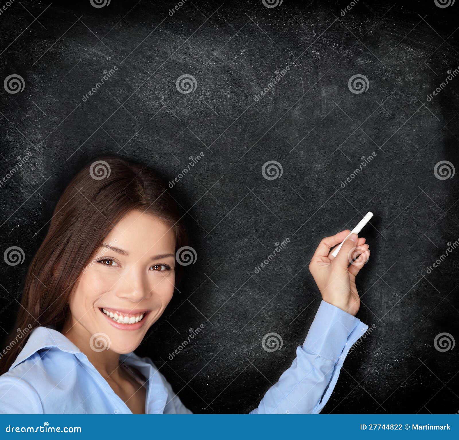 Teacher Teaching Writing on Blackboard Stock Photo - Image of adult ...