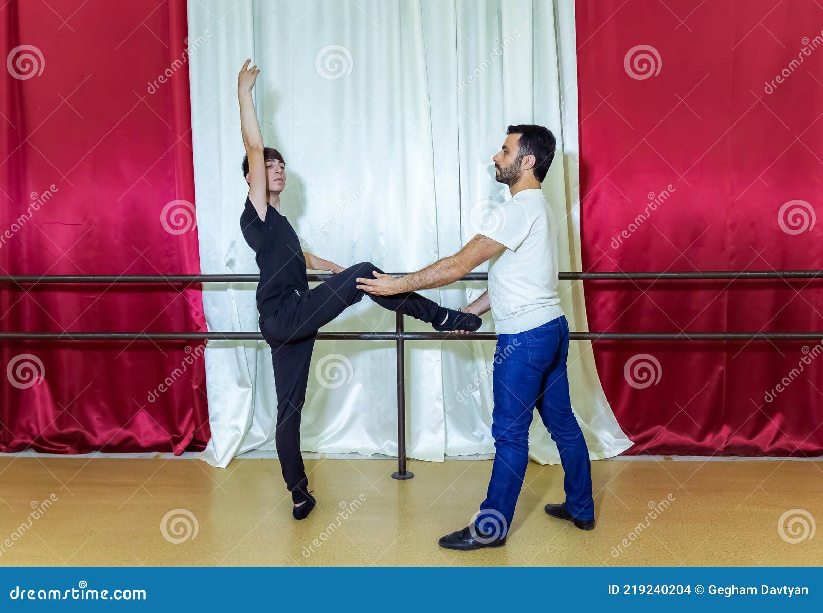 Teacher is Teaching Young Boy Dancing in the Studio, Young Boy ...