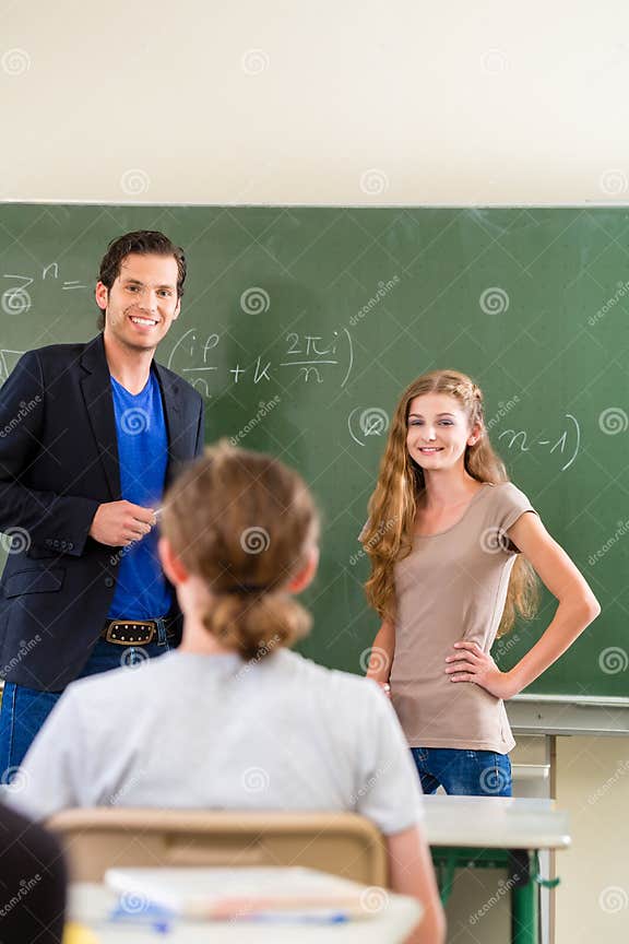 Teacher Testing Student in Math Lessons in School Class Stock Photo ...