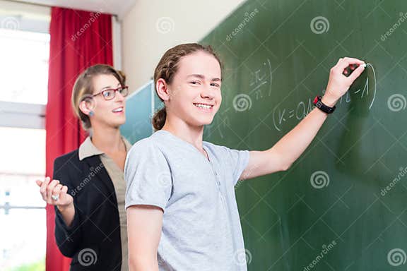 Teacher Testing Student during Math Lessons in School Stock Image ...