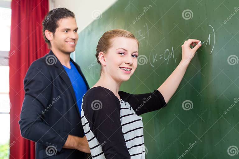 Teacher Testing Student during Math Lessons in School Stock Image ...