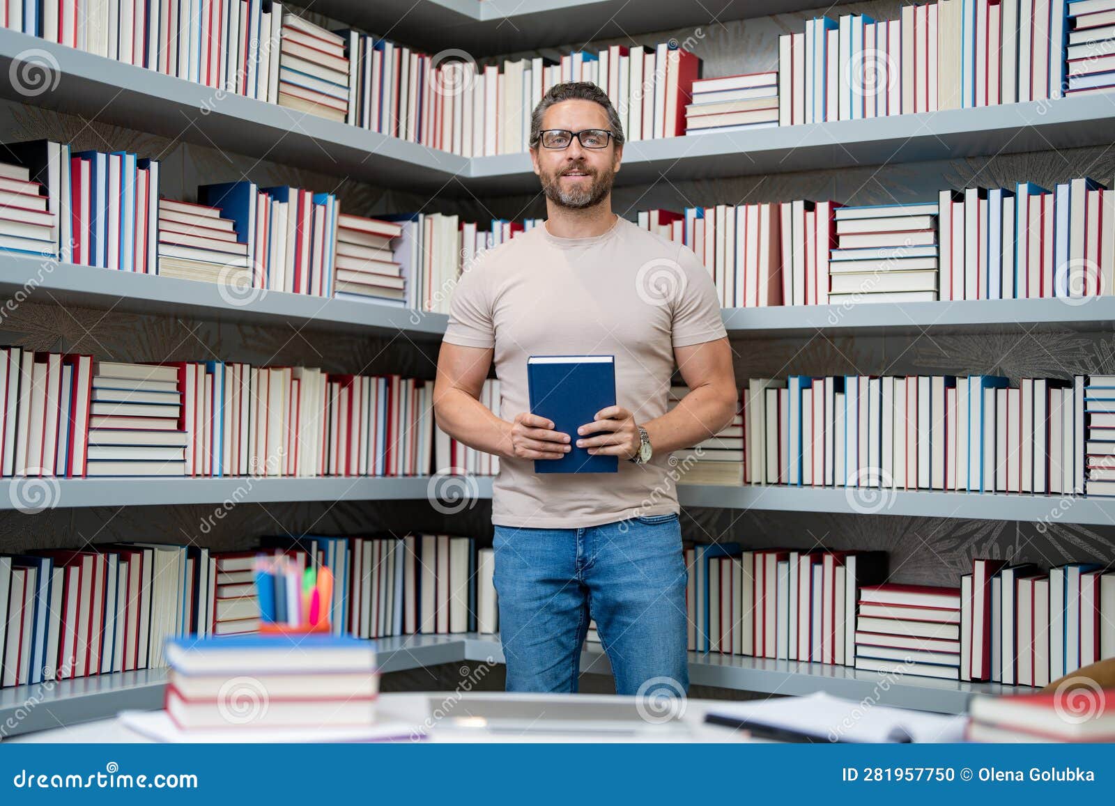 Teacher Tutor in School Classroom. Knowledge, Education. Man with Book ...