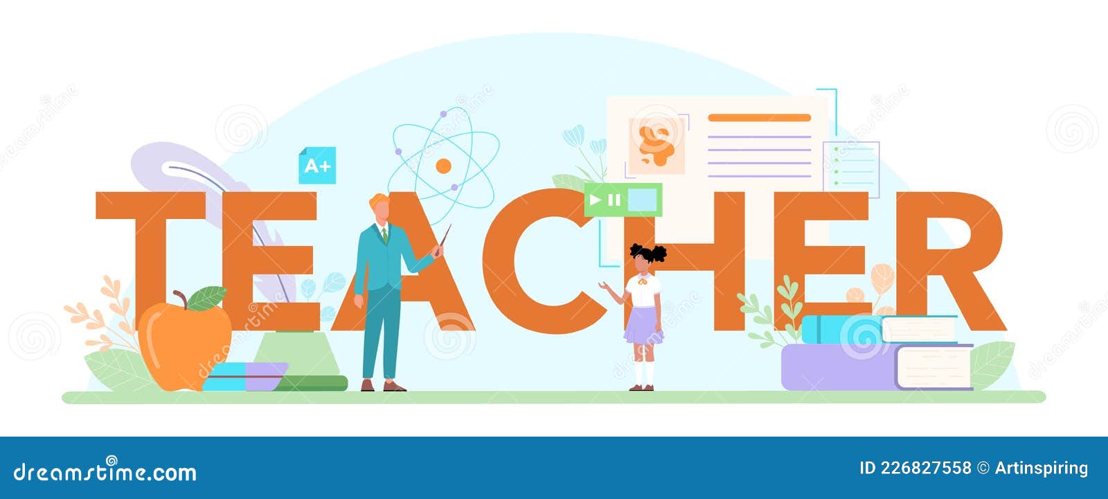 Teacher Typographic Header. Professor Giving a Lesson Online Stock ...