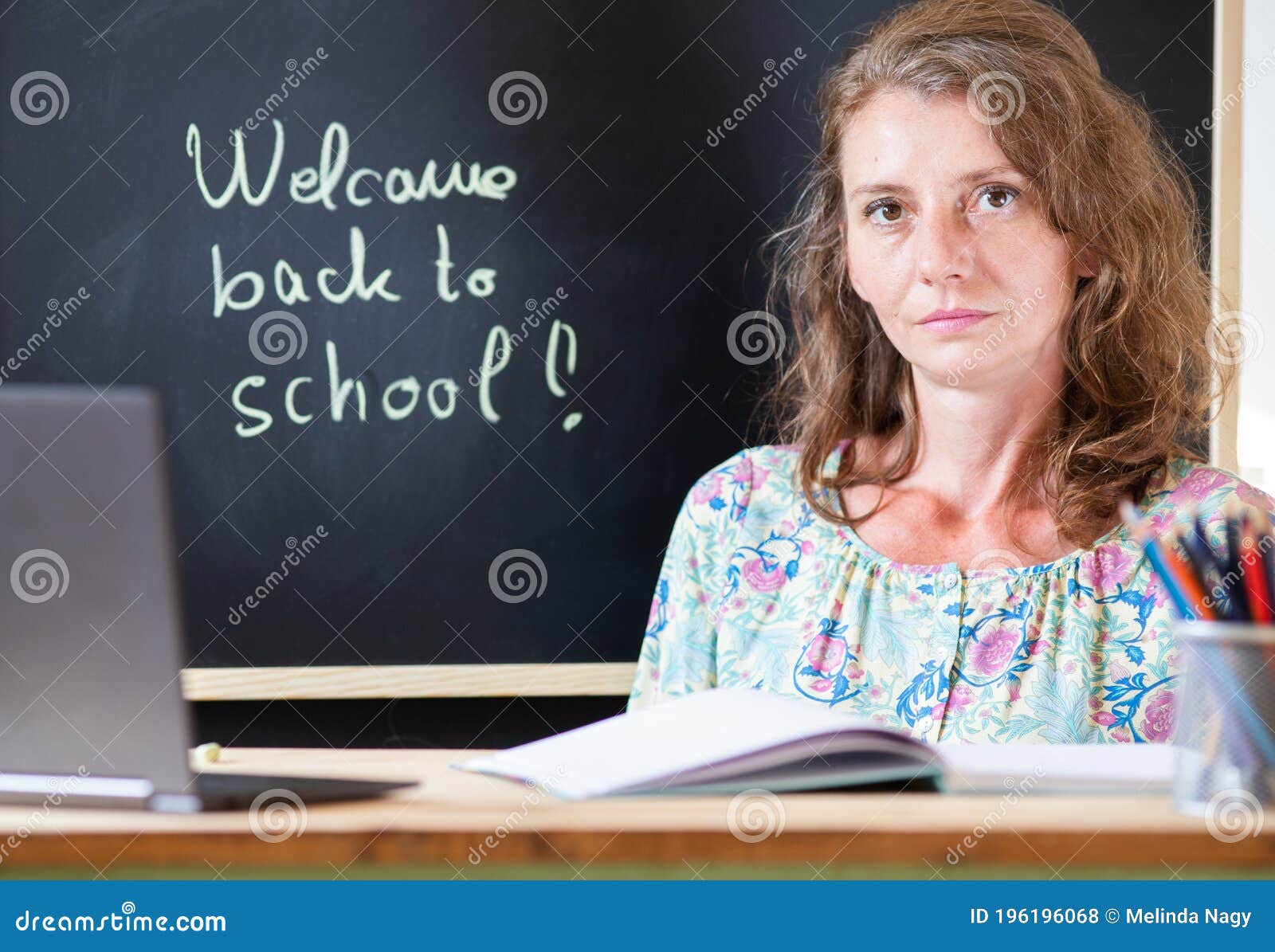 Teacher Welcoming Students Back To School Stock Photo - Image of study ...