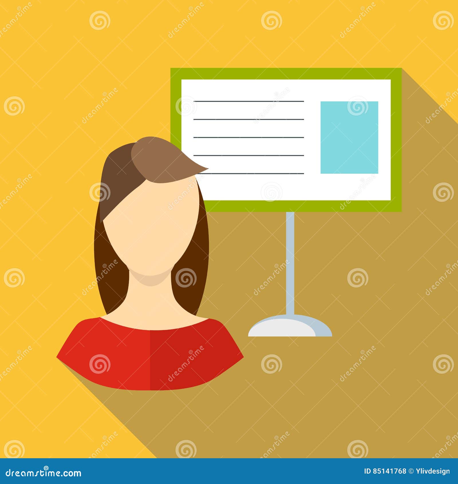 Teacher Woman Icon, Flat Style Stock Vector - Illustration of long ...