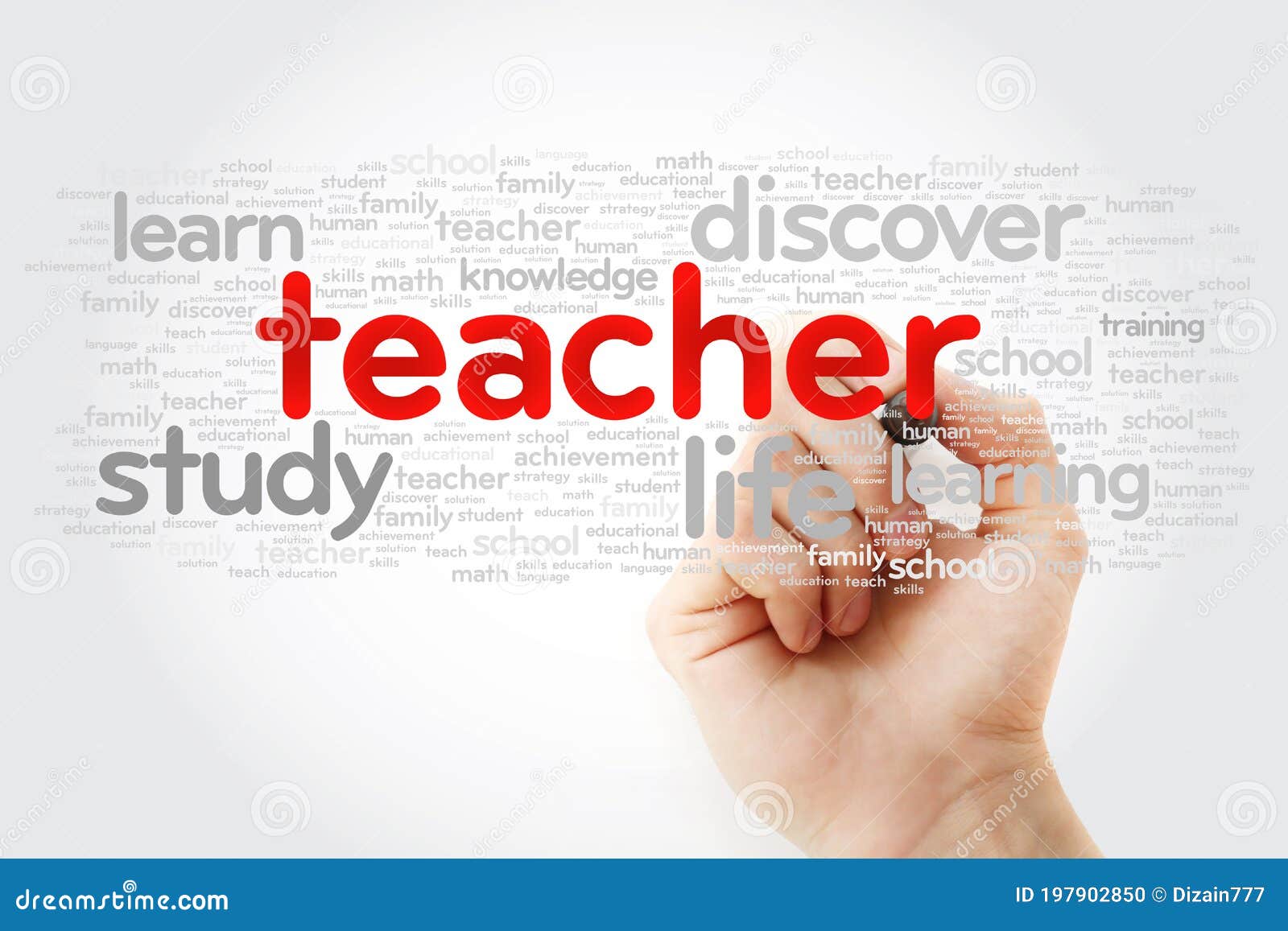 TEACHER Word Cloud with Marker, Education Concept Background Stock ...