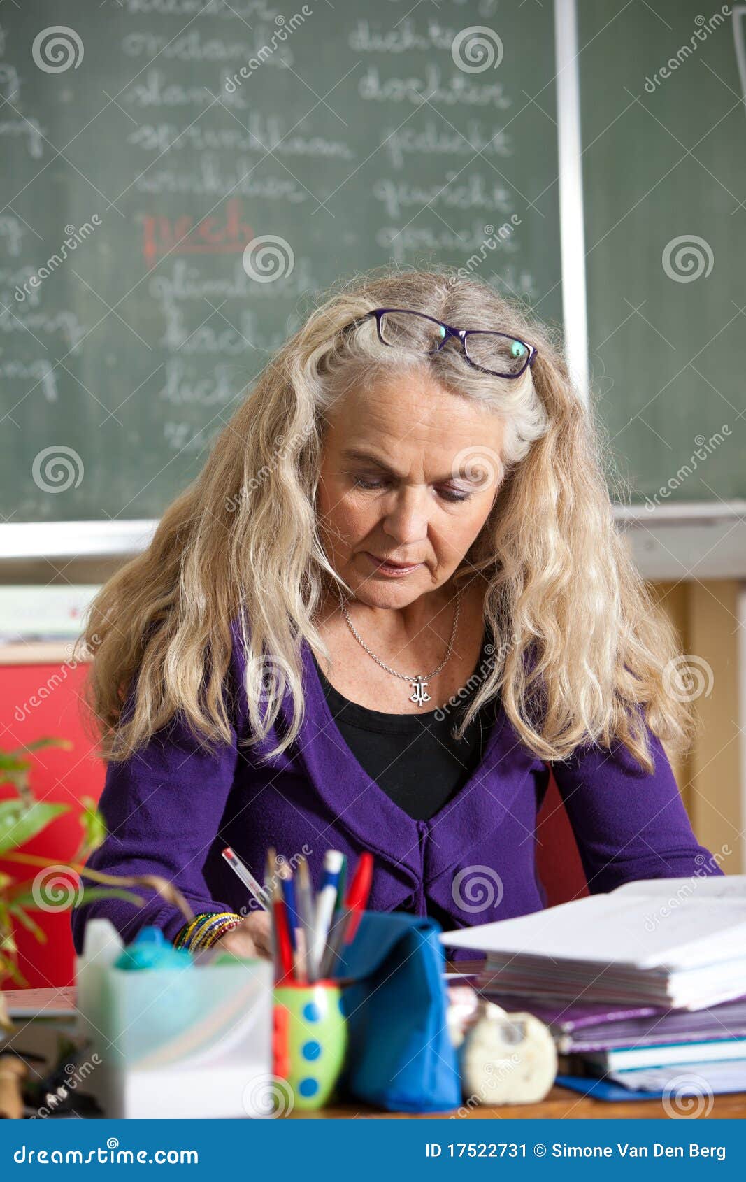 Teacher at work stock image. Image of writing, mature - 17522731