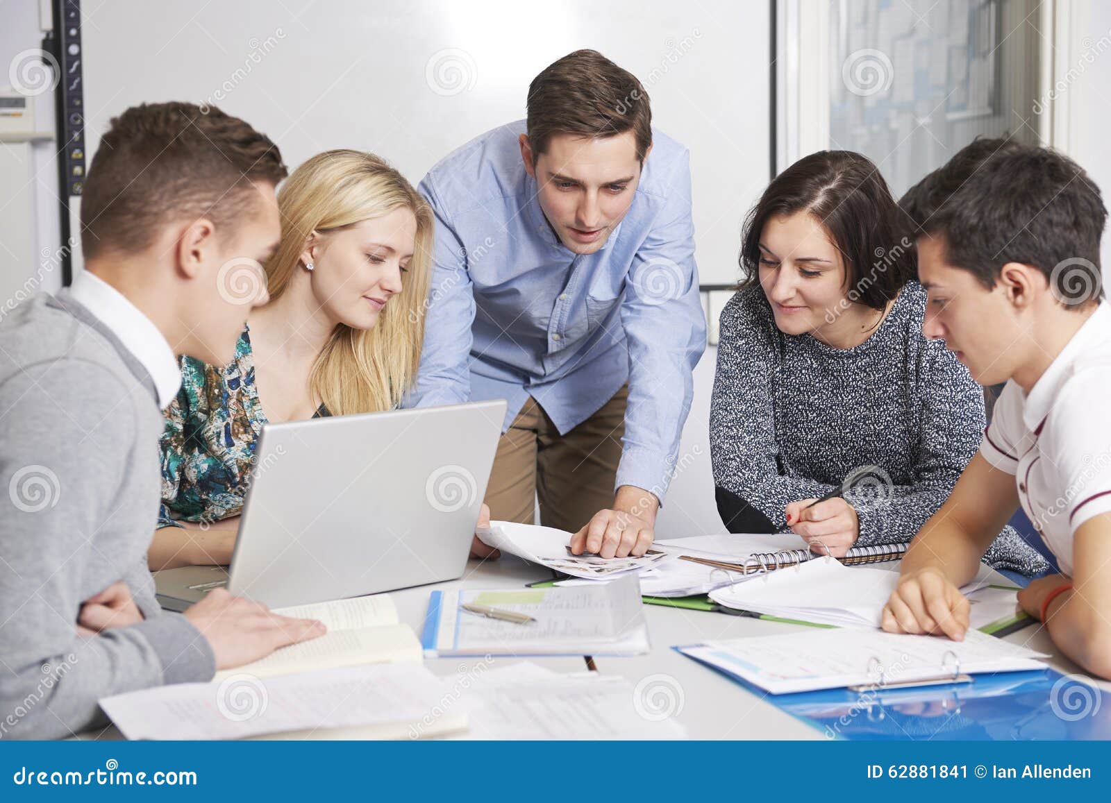 Teacher Working in Classroom with Students Stock Image - Image of ...