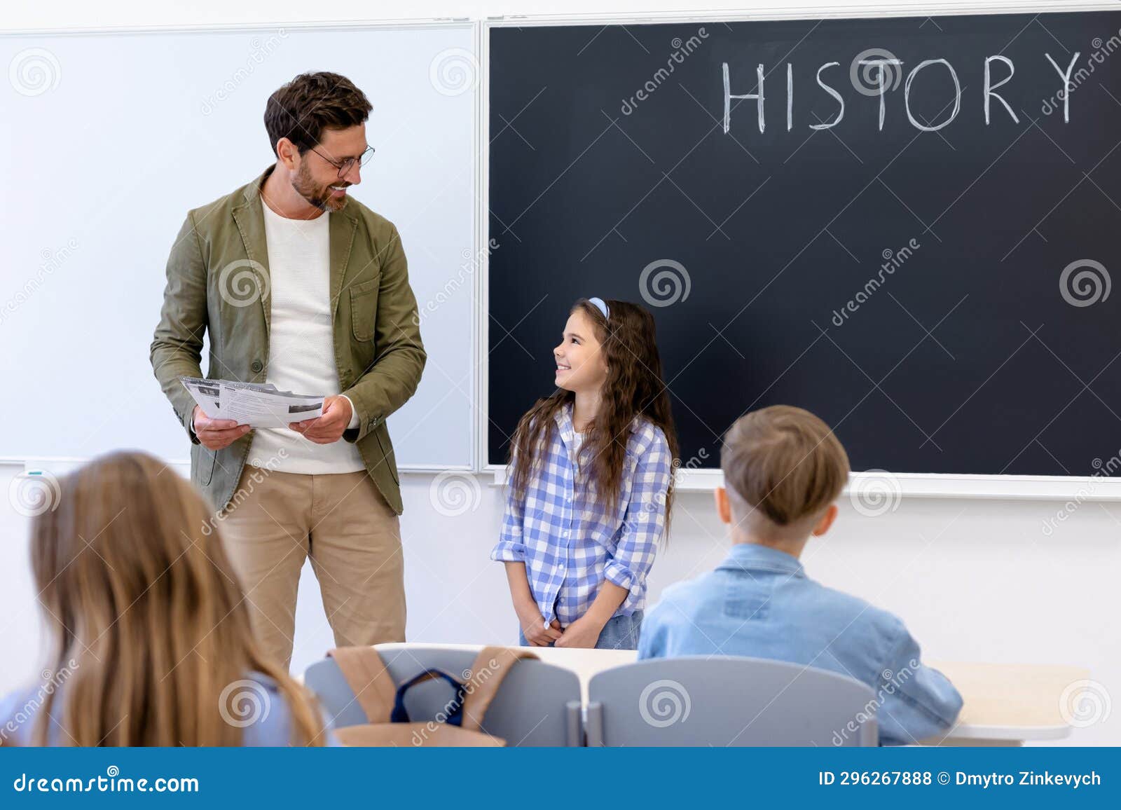 Teacher Working with His Class at the Lesson at School Stock Photo ...
