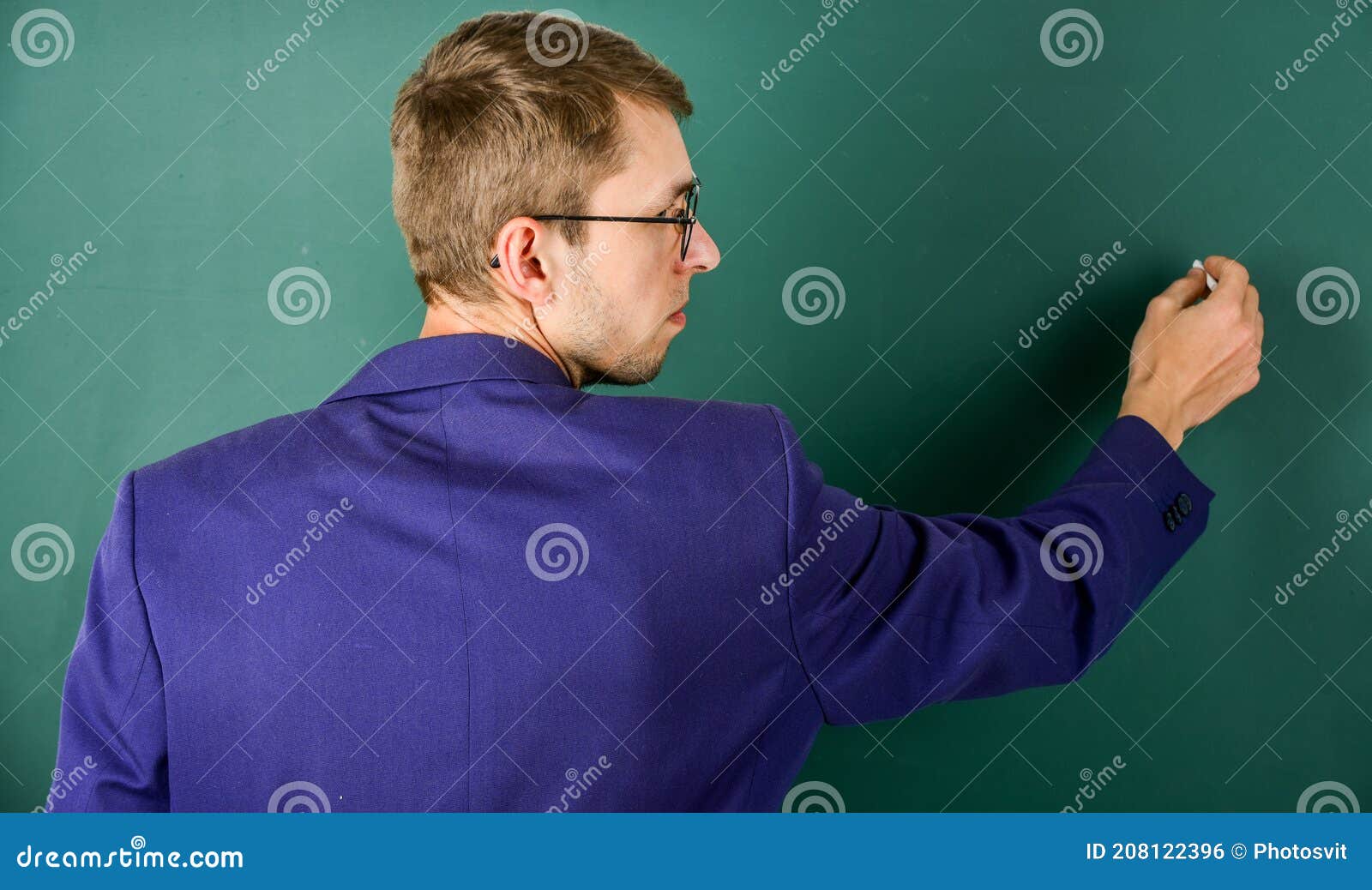 Teacher Write on Chalkboard Rear View, Making Notes Concept Stock Photo ...