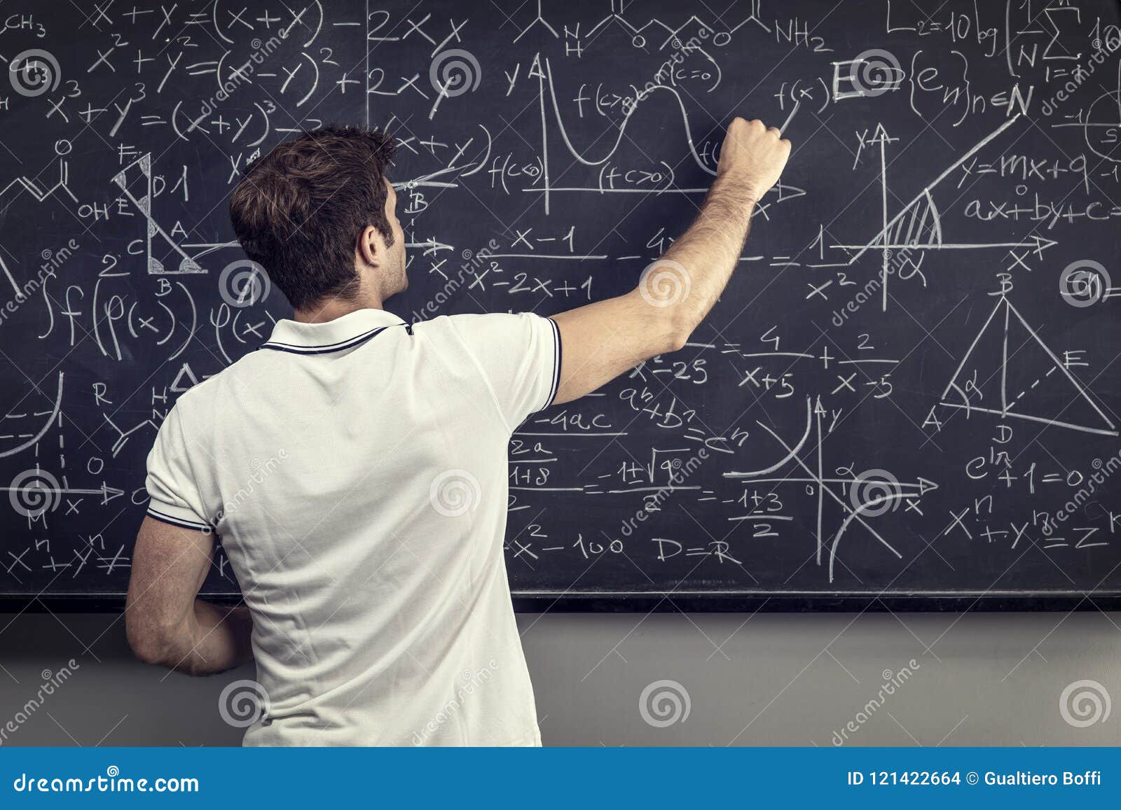 Teacher Write on Blackboard Stock Photo - Image of casual, education ...