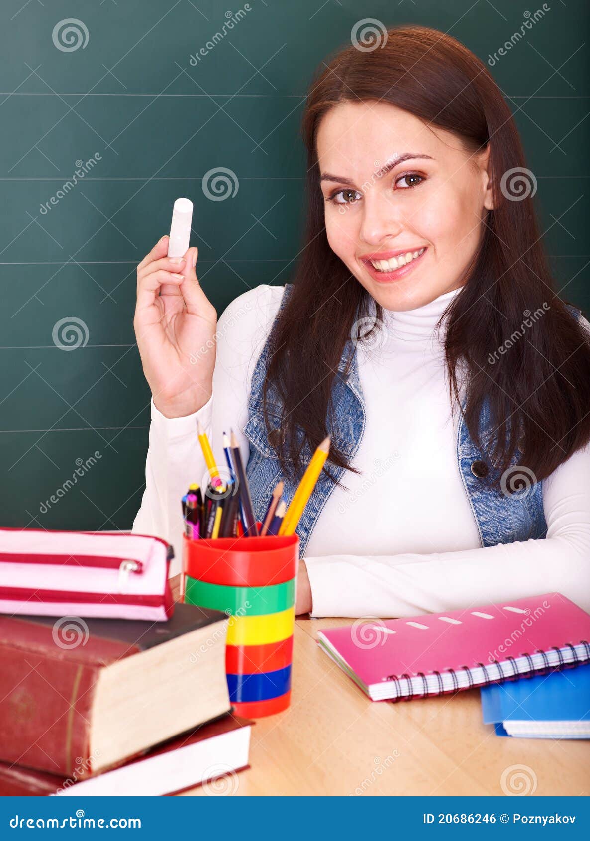 Teacher Writing on Blackboard. Stock Photo - Image of learn, lesson ...