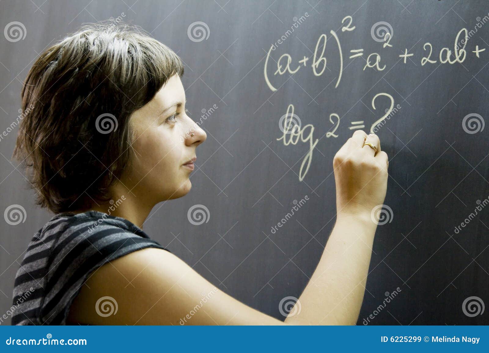 Teacher Writing on Blackboard Stock Image - Image of teach, school: 6225299