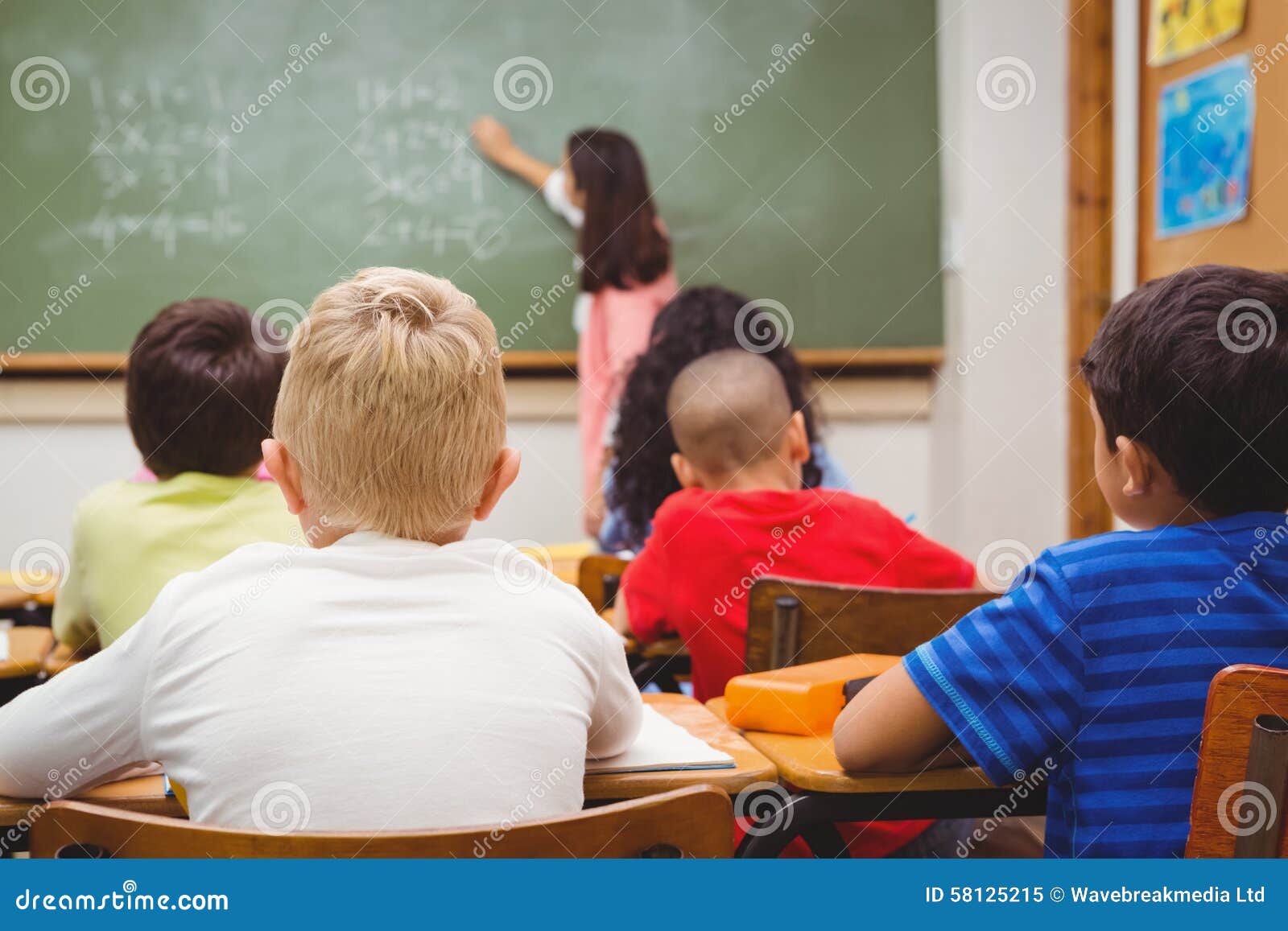 Teacher Writing on the Blackboard Stock Image - Image of female, back ...