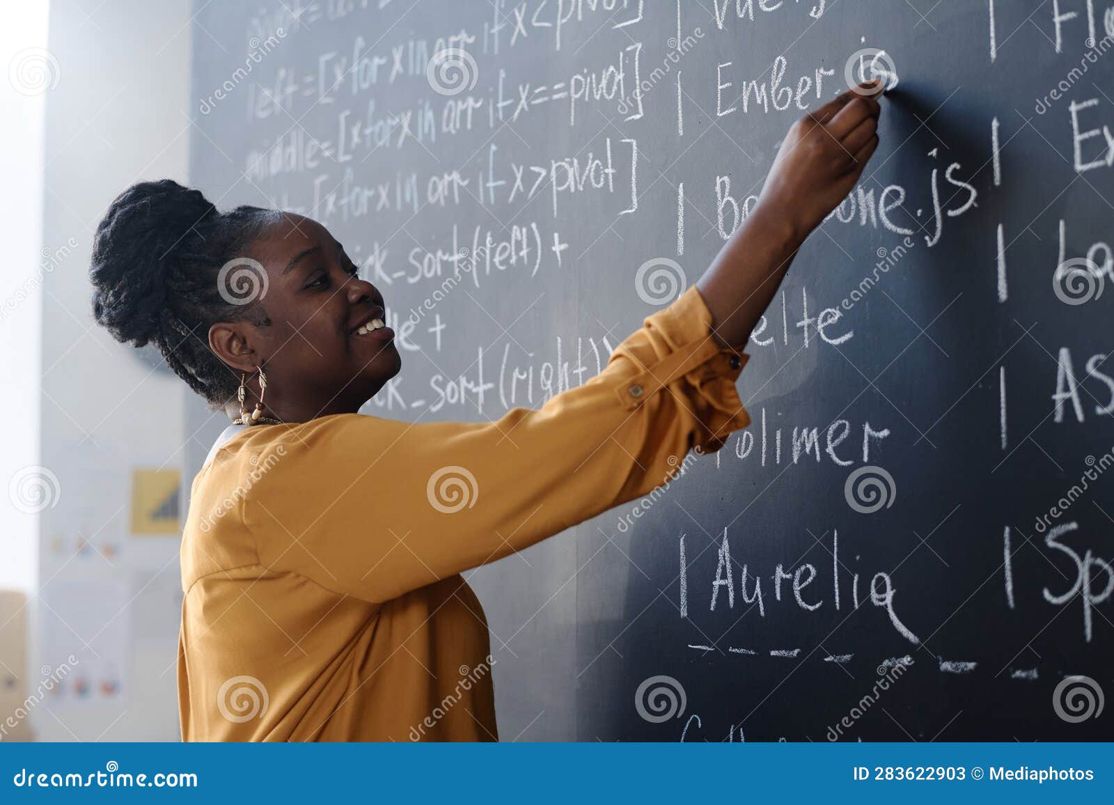 Teacher Writing Formulas on Blackboard Stock Image - Image of ...