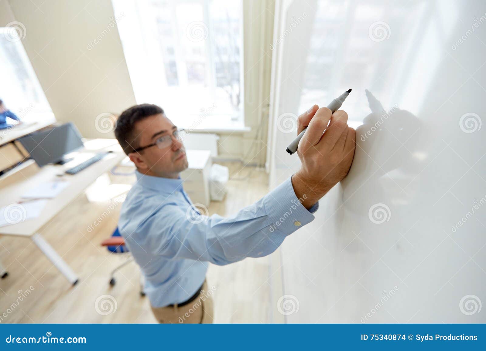 Teacher Writing on School White Board Stock Photo - Image of concept ...