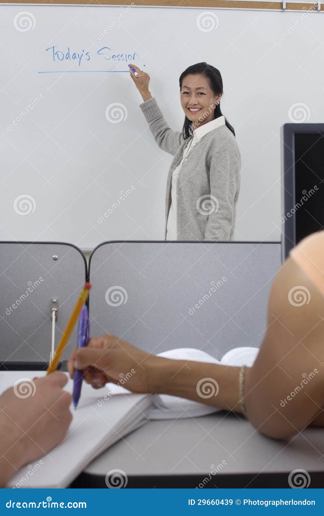 Teacher Writing Topic on Whiteboard Stock Image - Image of knowledge ...