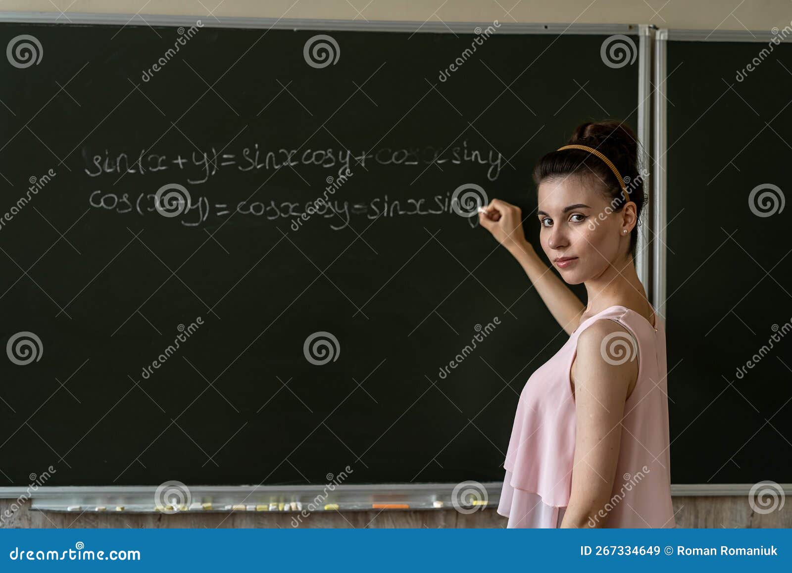 Teacher Written on the School Board Math Formulas Stock Image - Image ...
