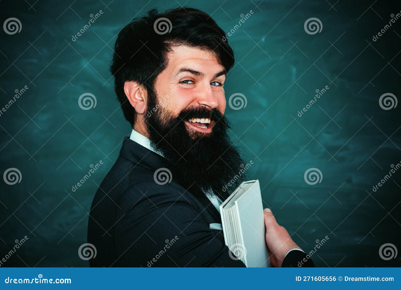 Teachers Day. Professor in Class on Blackboard Background. Chalkboard ...