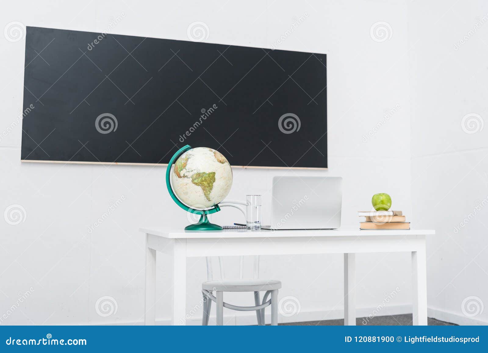 Teachers Desk in Classroom in Front Stock Photo - Image of navigation ...