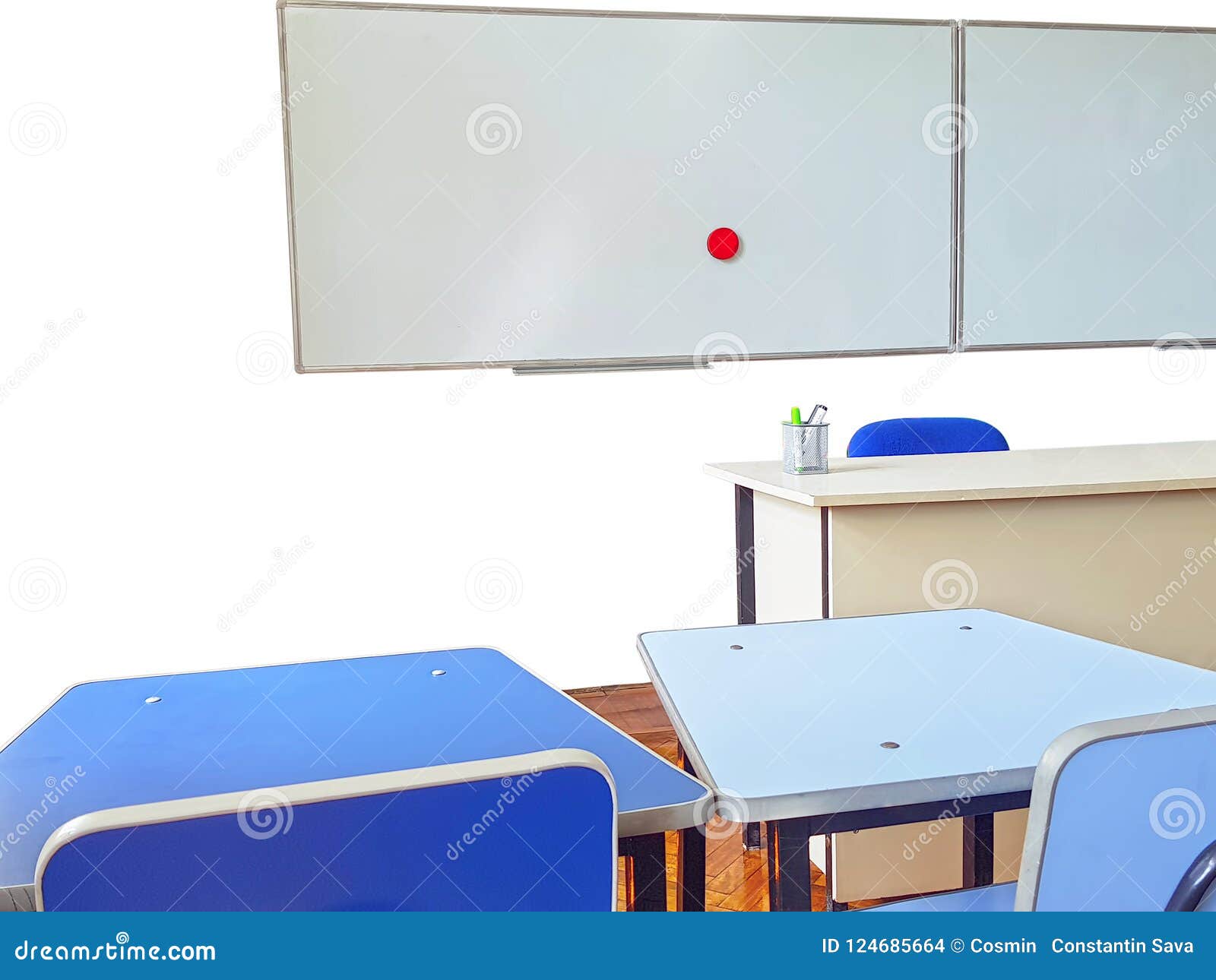 Teachers Desk and White Board in Classroom Stock Photo - Image of room ...