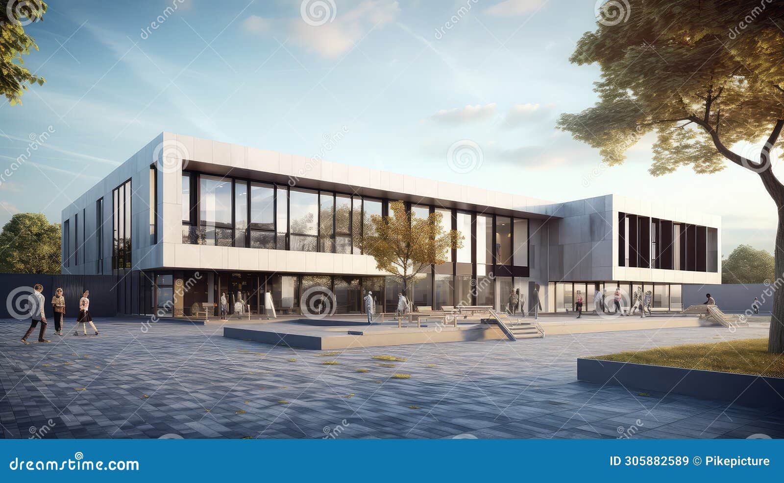 Teachers Flat School Building Stock Illustration - Illustration of ...