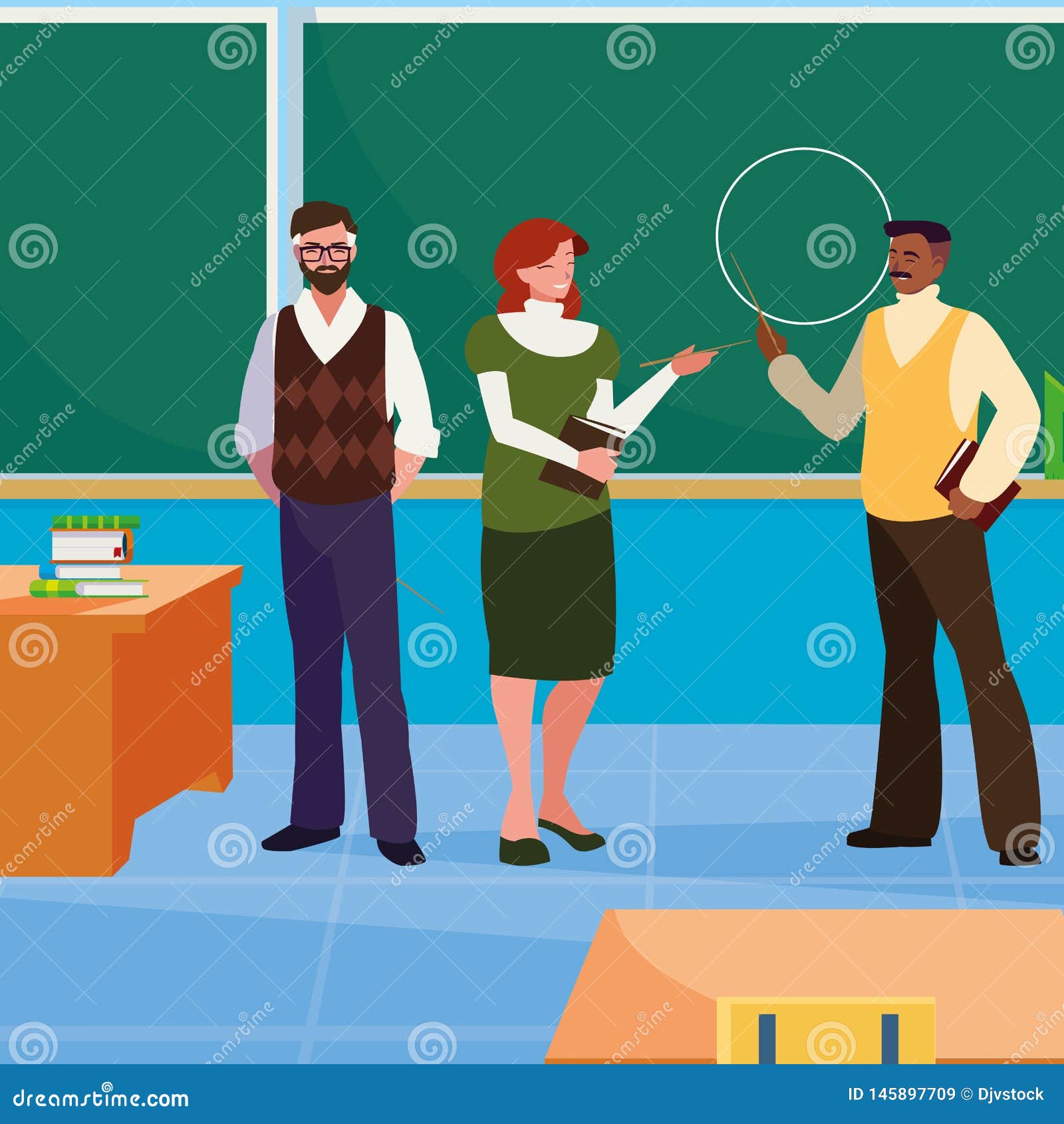 Teachers Group in the Classroom Characters Stock de ilustración ...