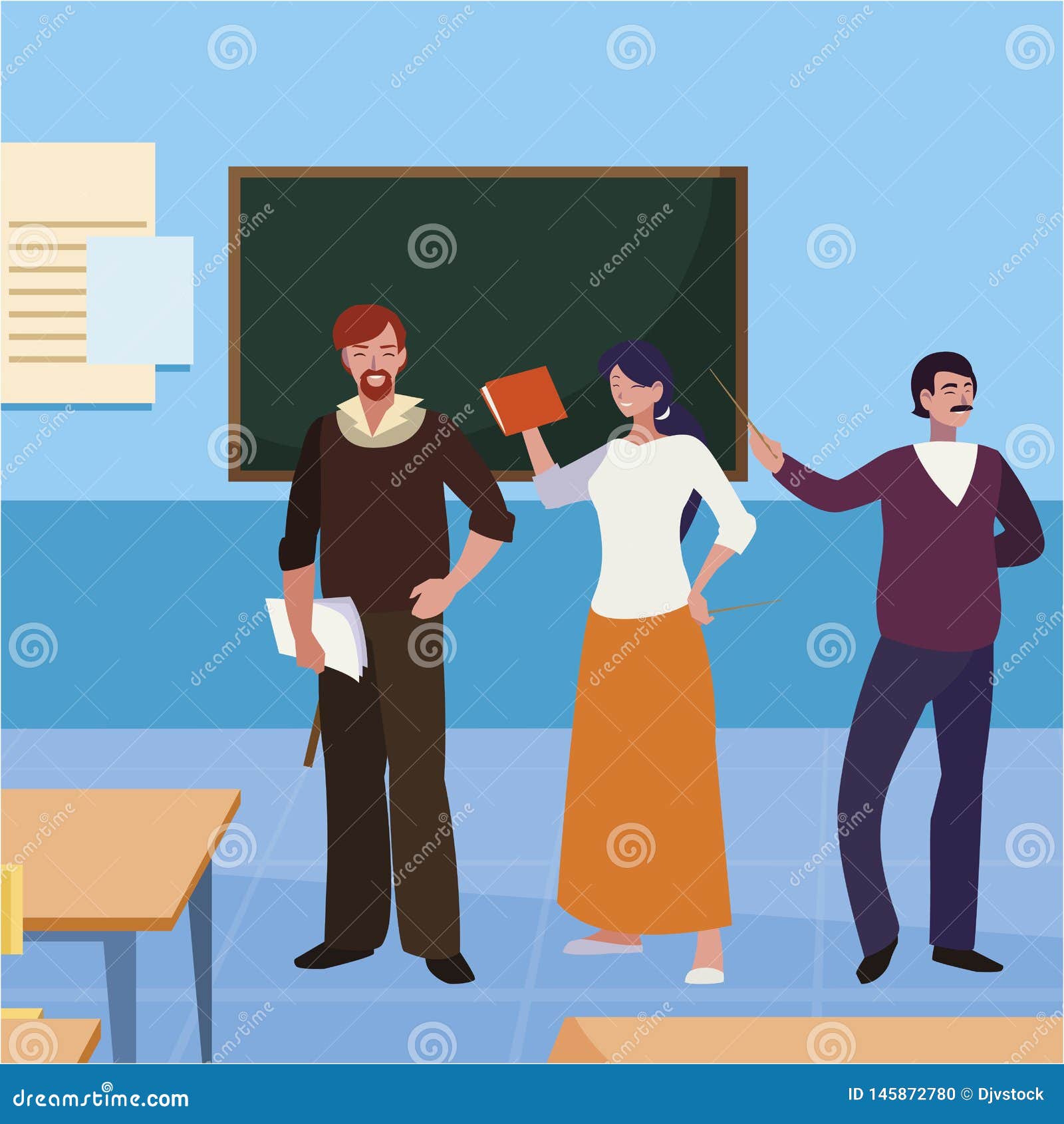Teachers Group in the Classroom Characters Stock Illustration ...