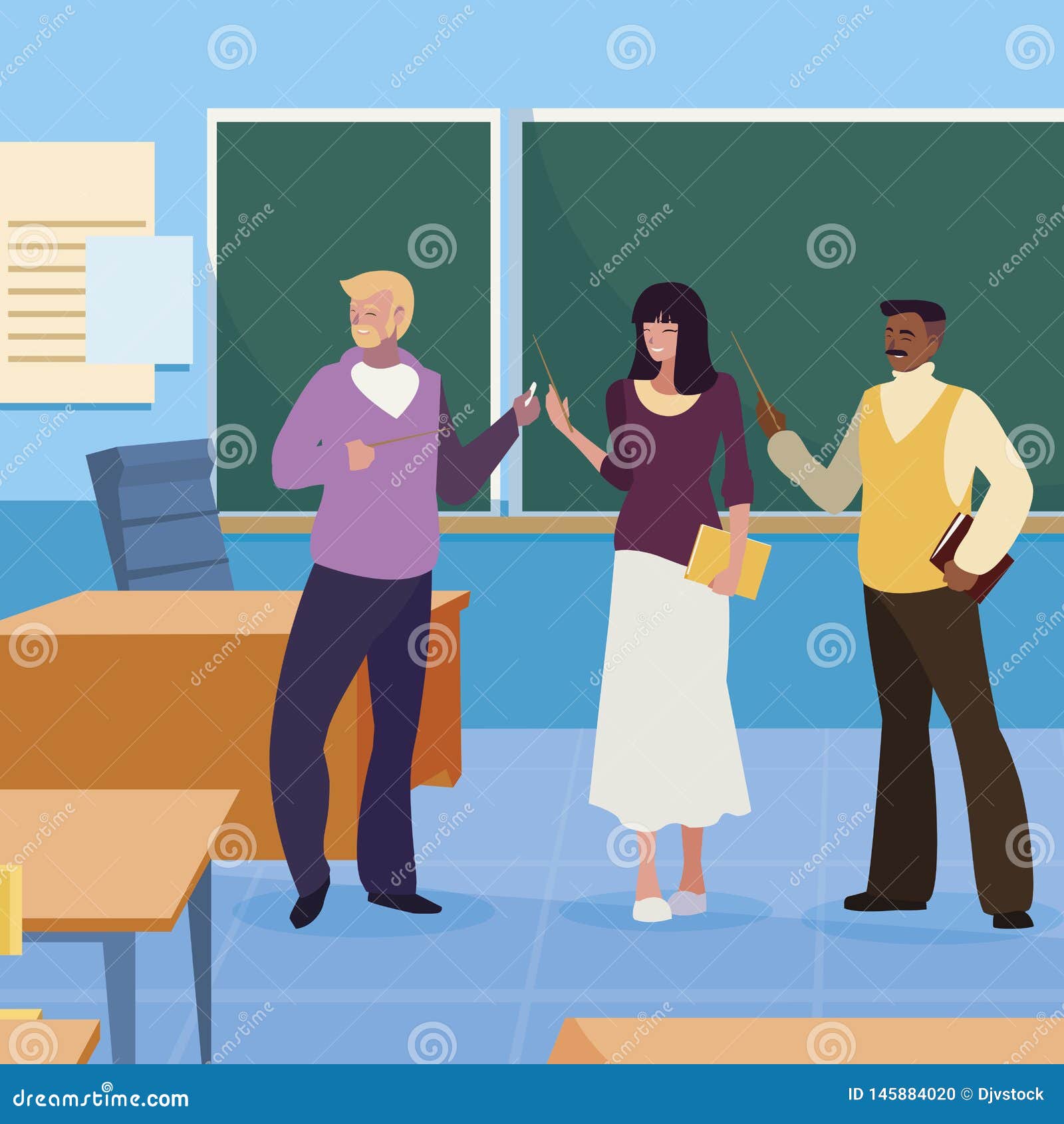 Teachers Group in the Classroom Characters Stock Illustration ...