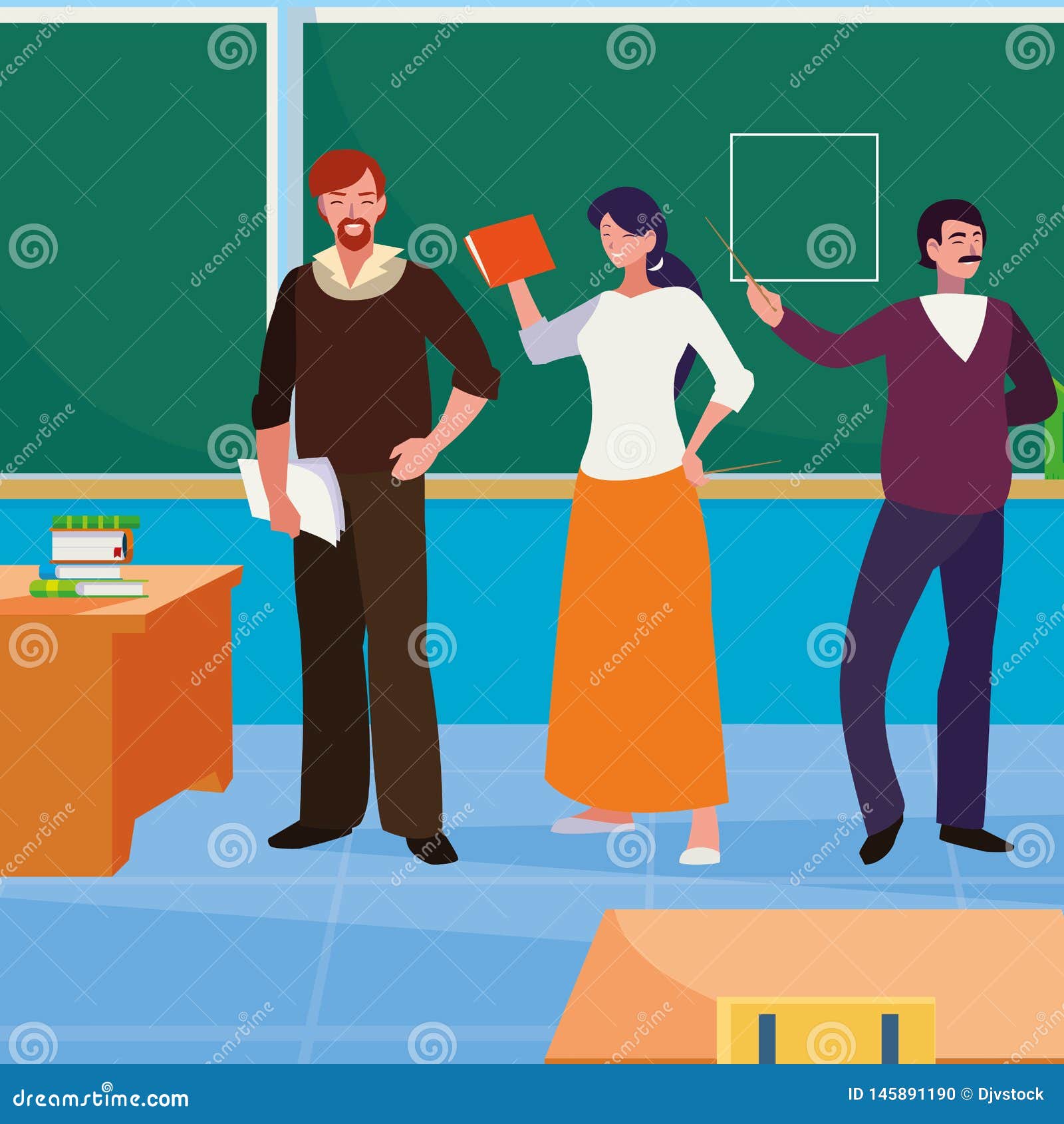 Teachers Group in the Classroom Characters Stock Illustration ...
