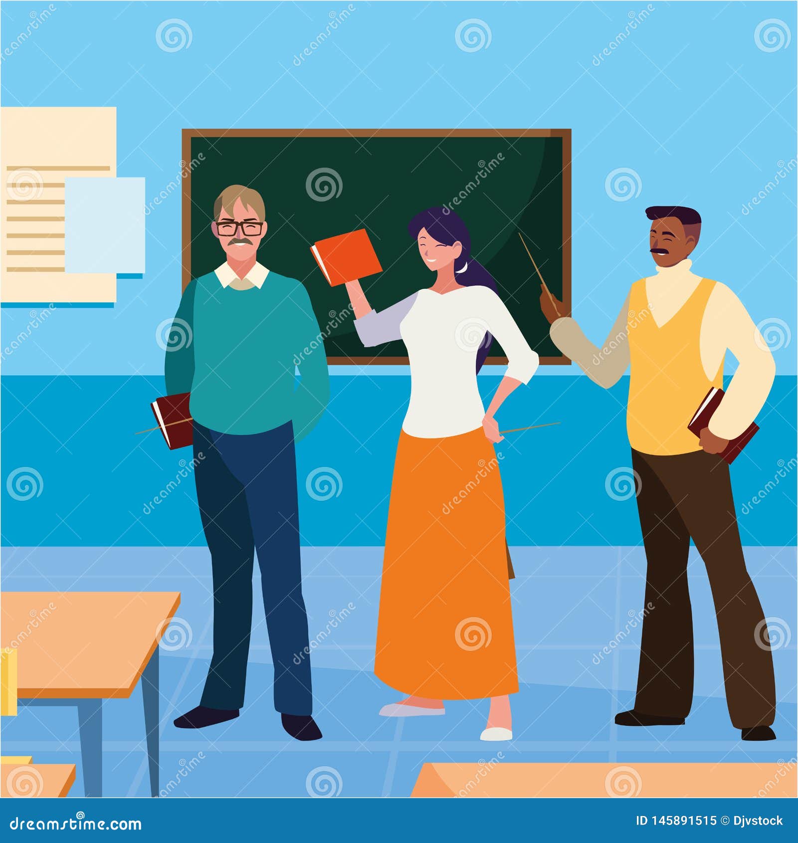 Teachers Group in the Classroom Characters Stock Illustration ...