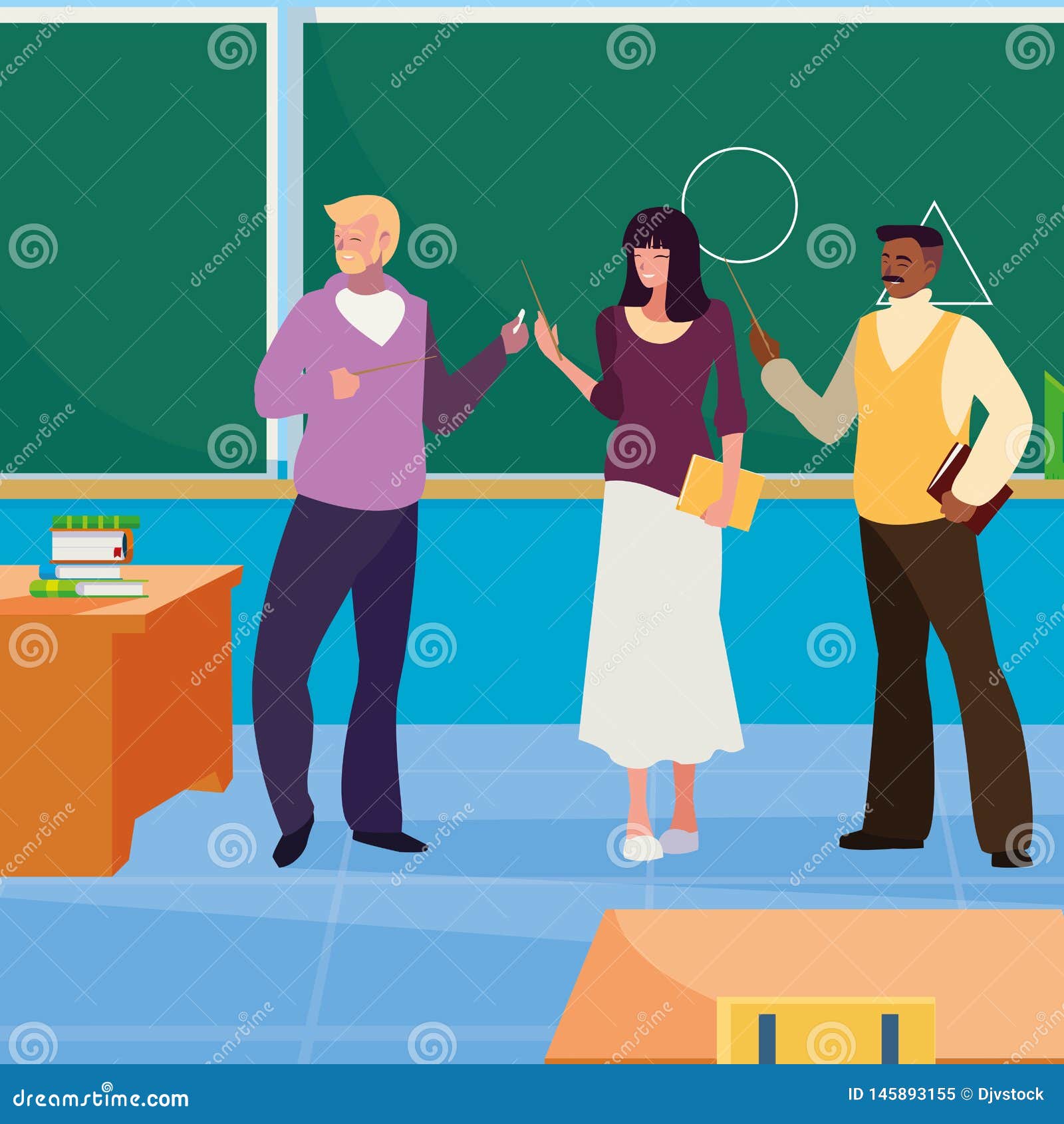 Teachers Group in the Classroom Characters Stock Illustration ...