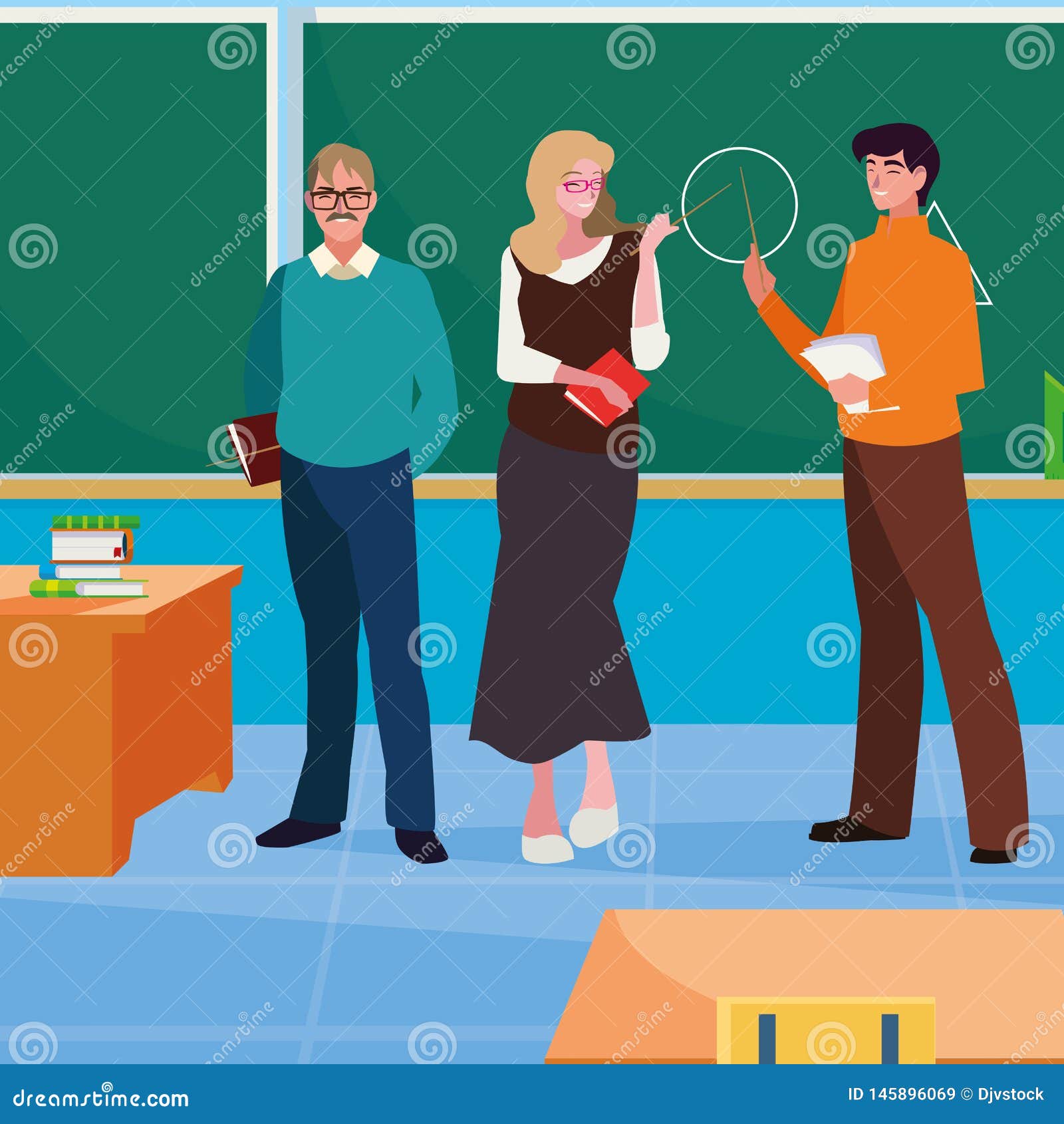 Teachers Group in the Classroom Characters Stock Illustration ...