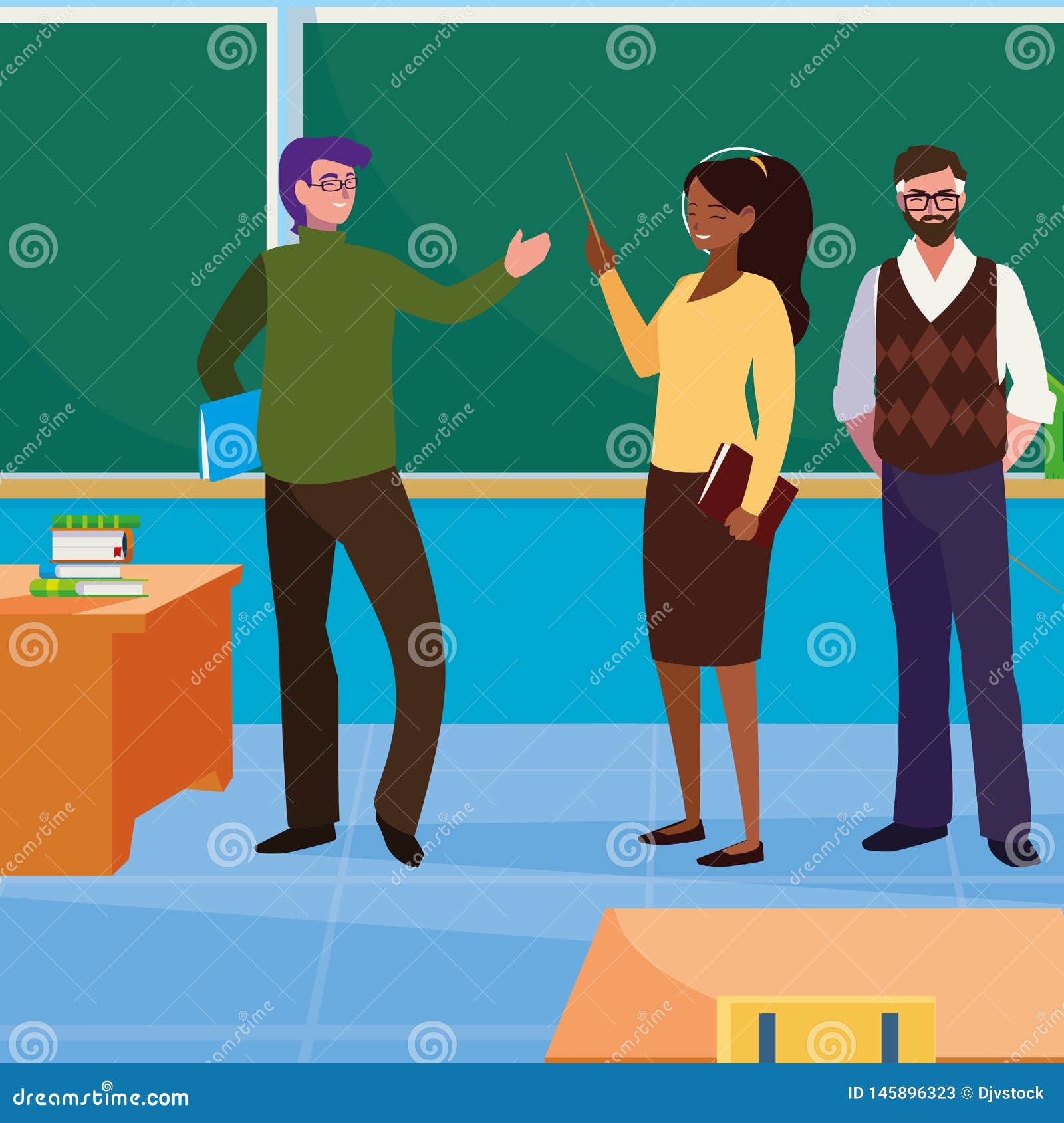 Teachers Group in the Classroom Characters Stock Illustration ...