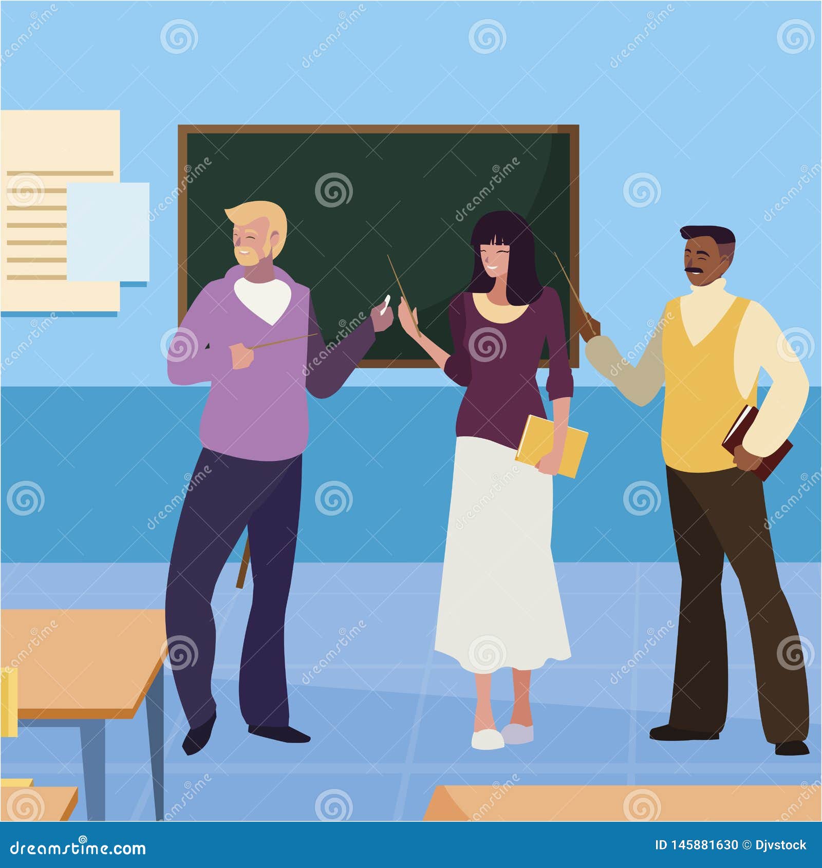 Teachers Group in the Classroom Characters Stock Illustration ...