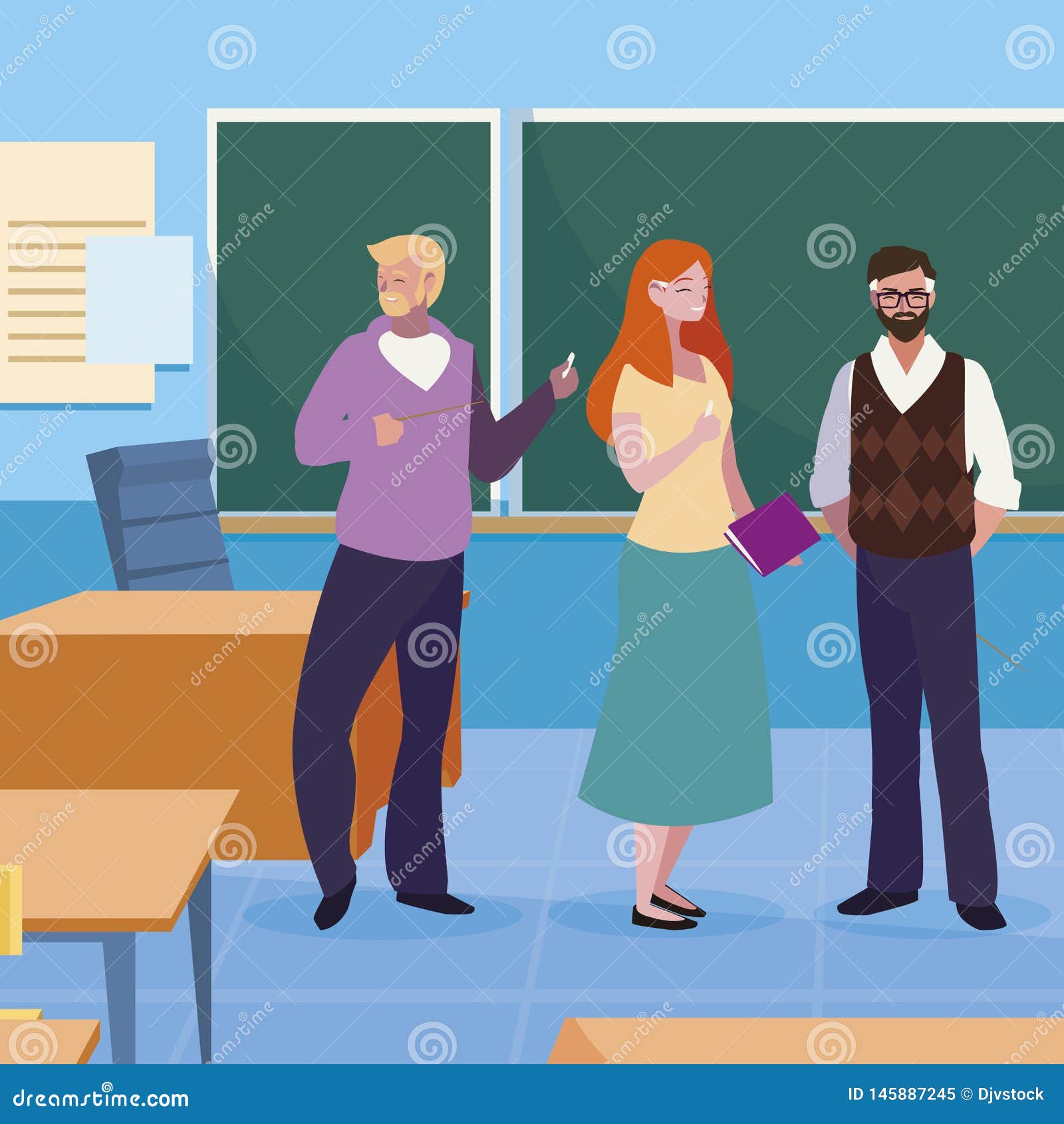 Teachers Group in the Classroom Characters Stock Illustration ...