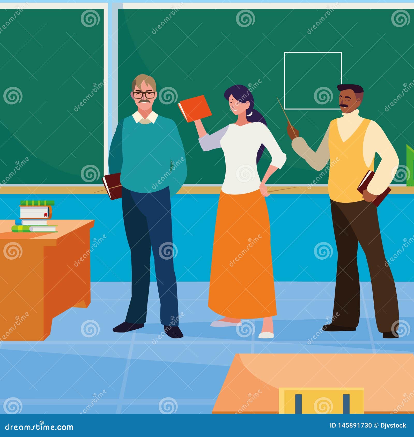 Teachers Group in the Classroom Characters Stock Illustration ...