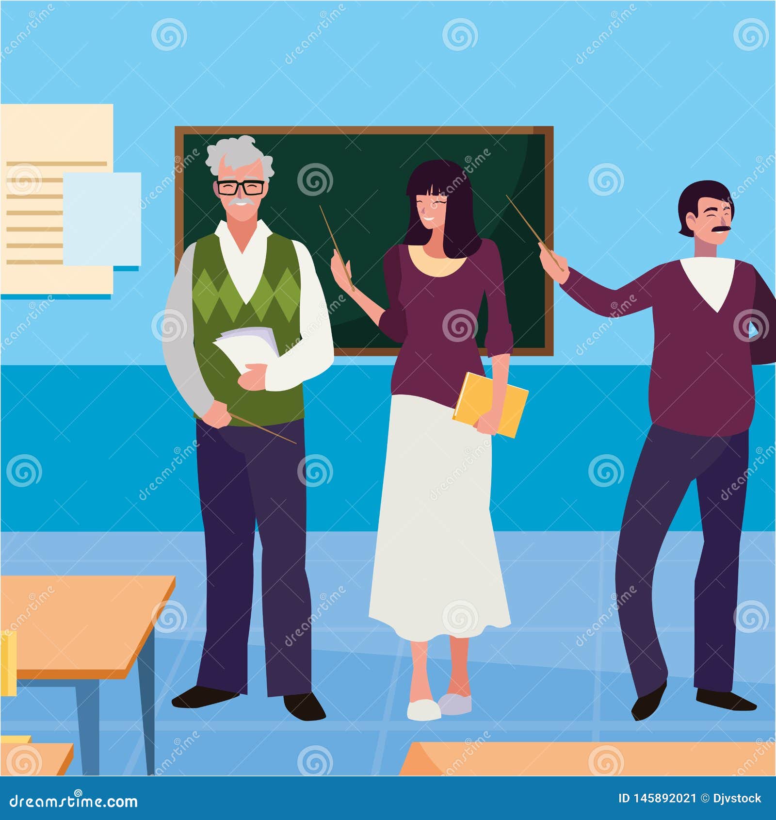 Teachers Group in the Classroom Characters Stock Illustration ...
