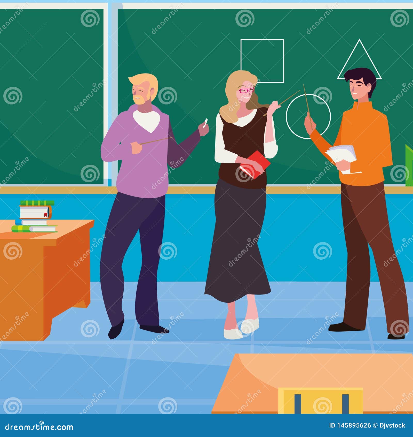 Teachers Group in the Classroom Characters Stock Illustration ...