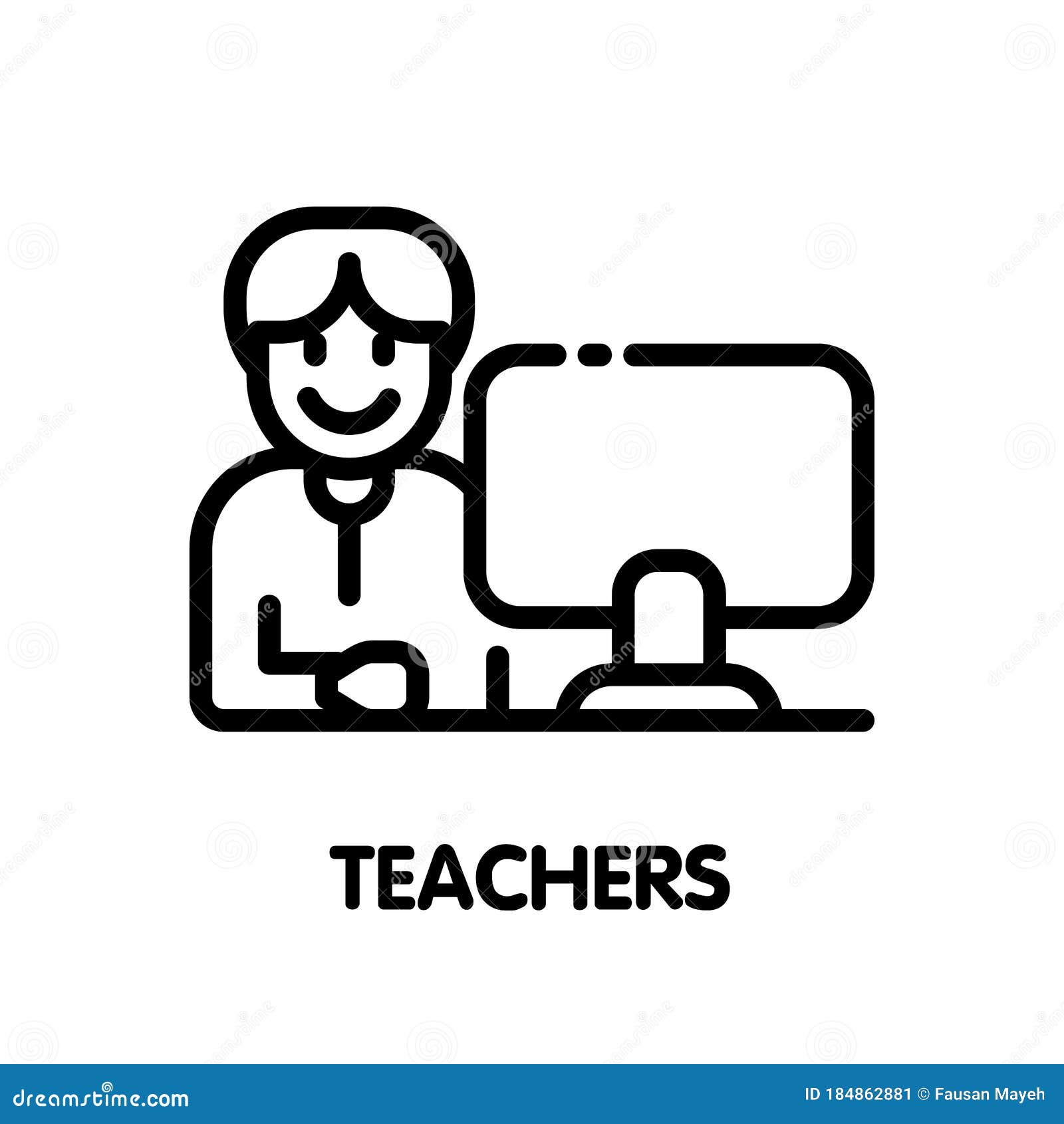 Teachers Outline Icon Style Design Illustration on White Background ...