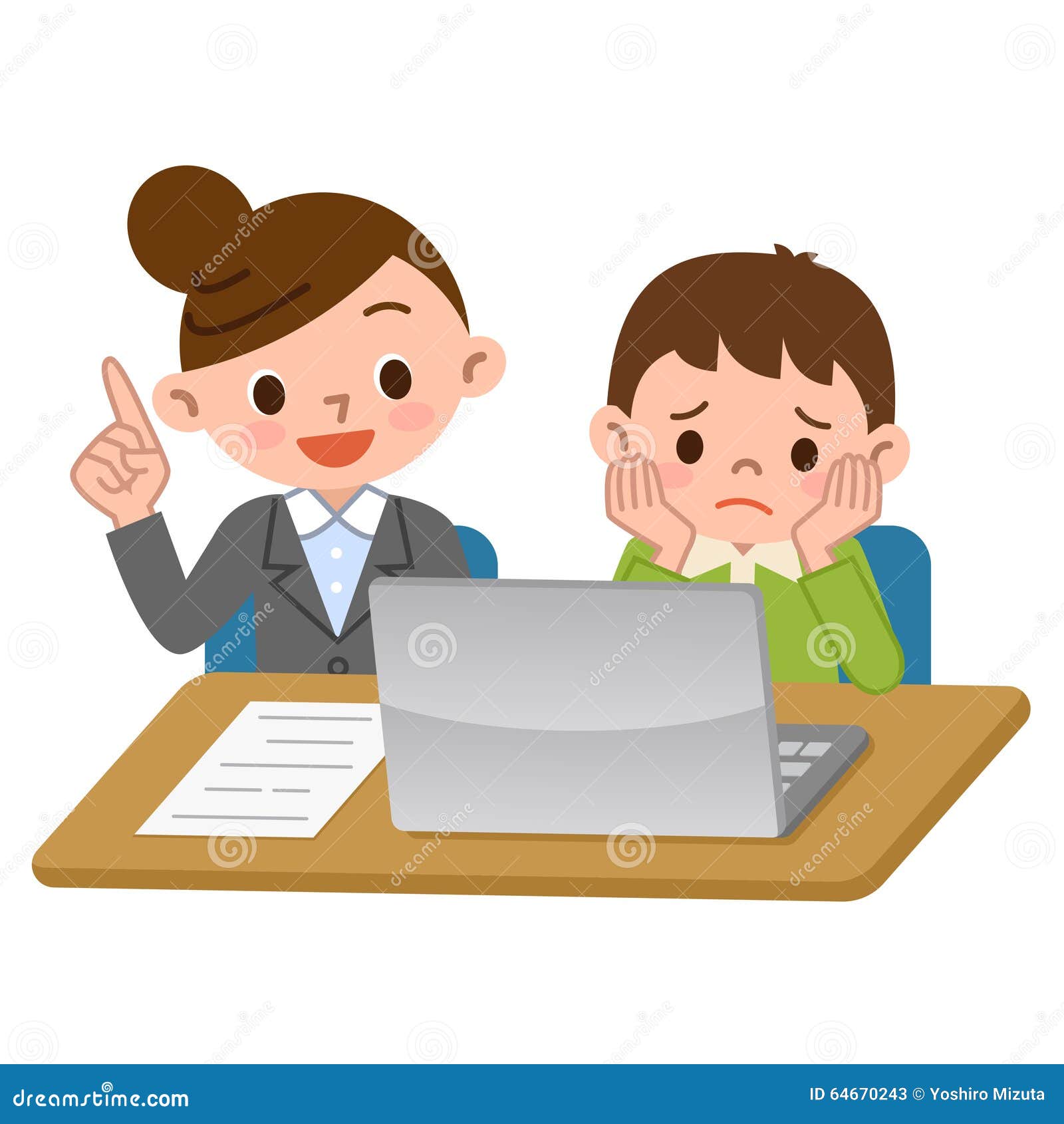 Teachers and Students of Computer Learning Stock Vector - Illustration ...