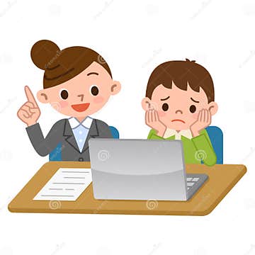 Teachers and Students of Computer Learning Stock Vector - Illustration ...