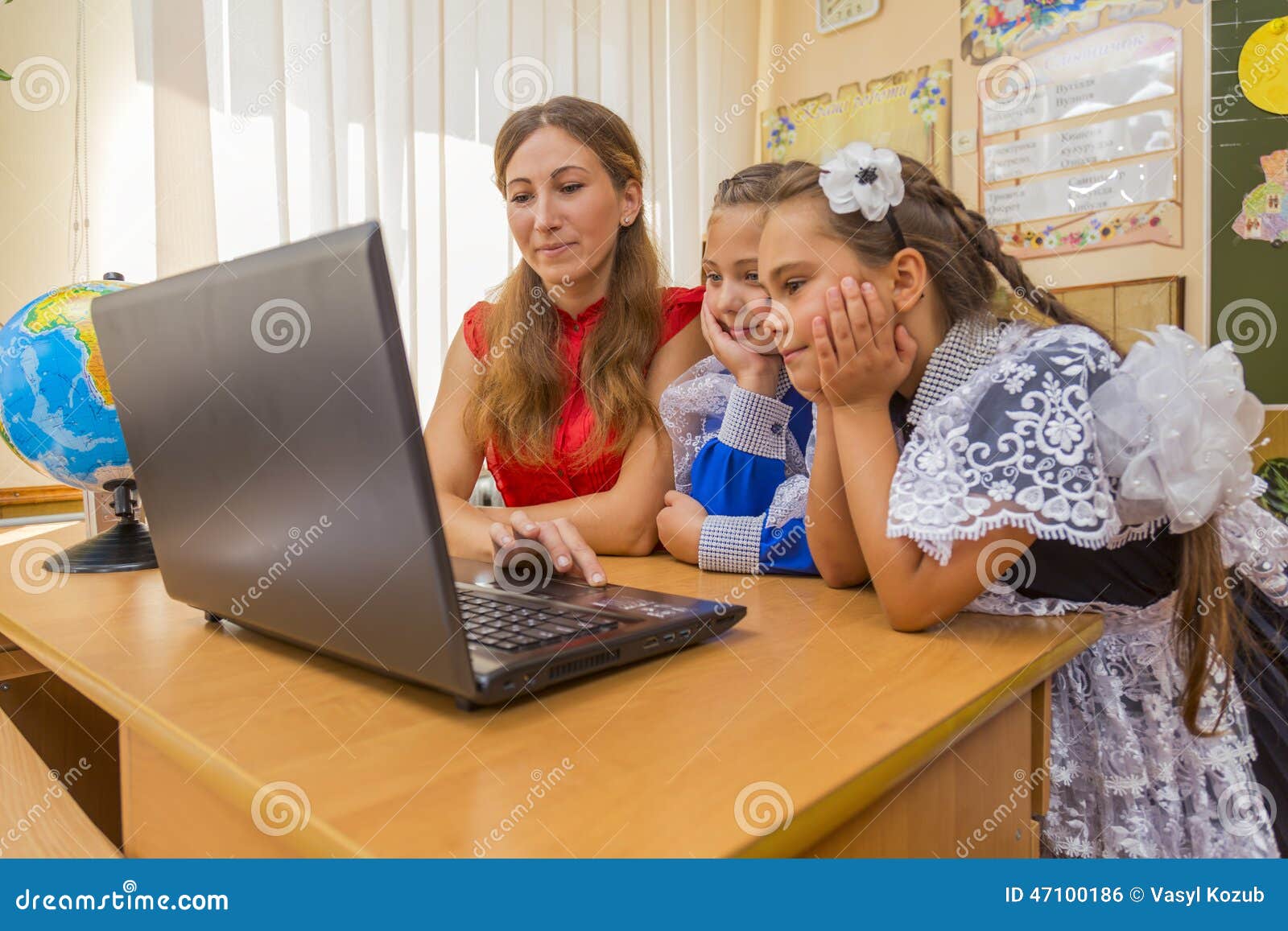 Teachers and Students at the Computer Stock Photo - Image of primary ...