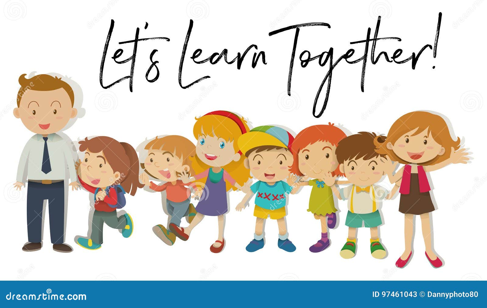 Teachers and Students with Word Let`s Learn Together Stock Vector ... Teachers and Students with Word Let`s Learn Together Stock Vector ...